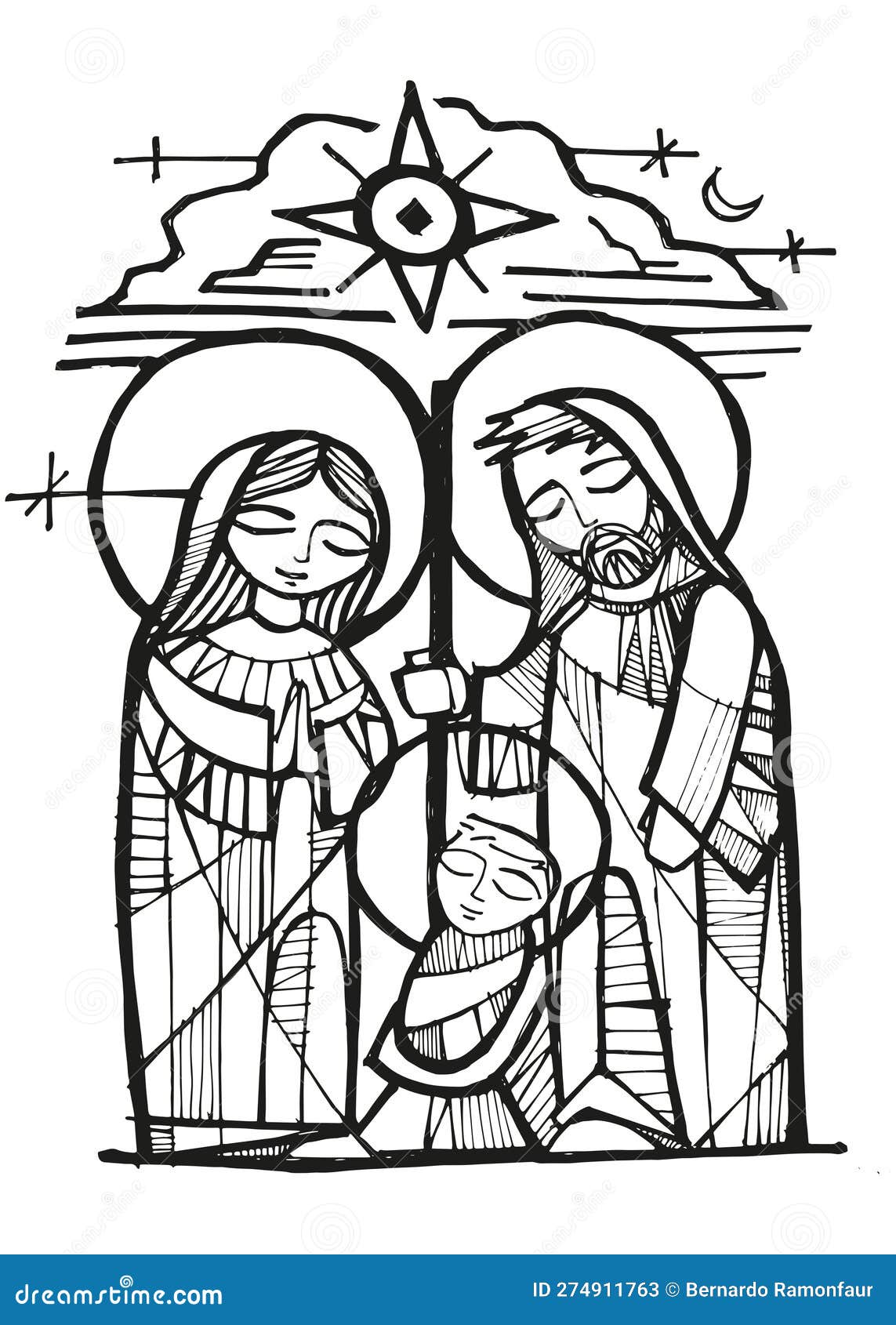 Hand Drawn Illustration of the Sacred Family Stock Vector ...