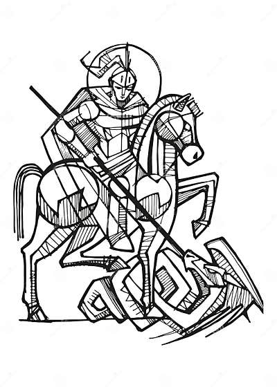 Hand Drawn Illustration of Saint George Stock Vector - Illustration of ...