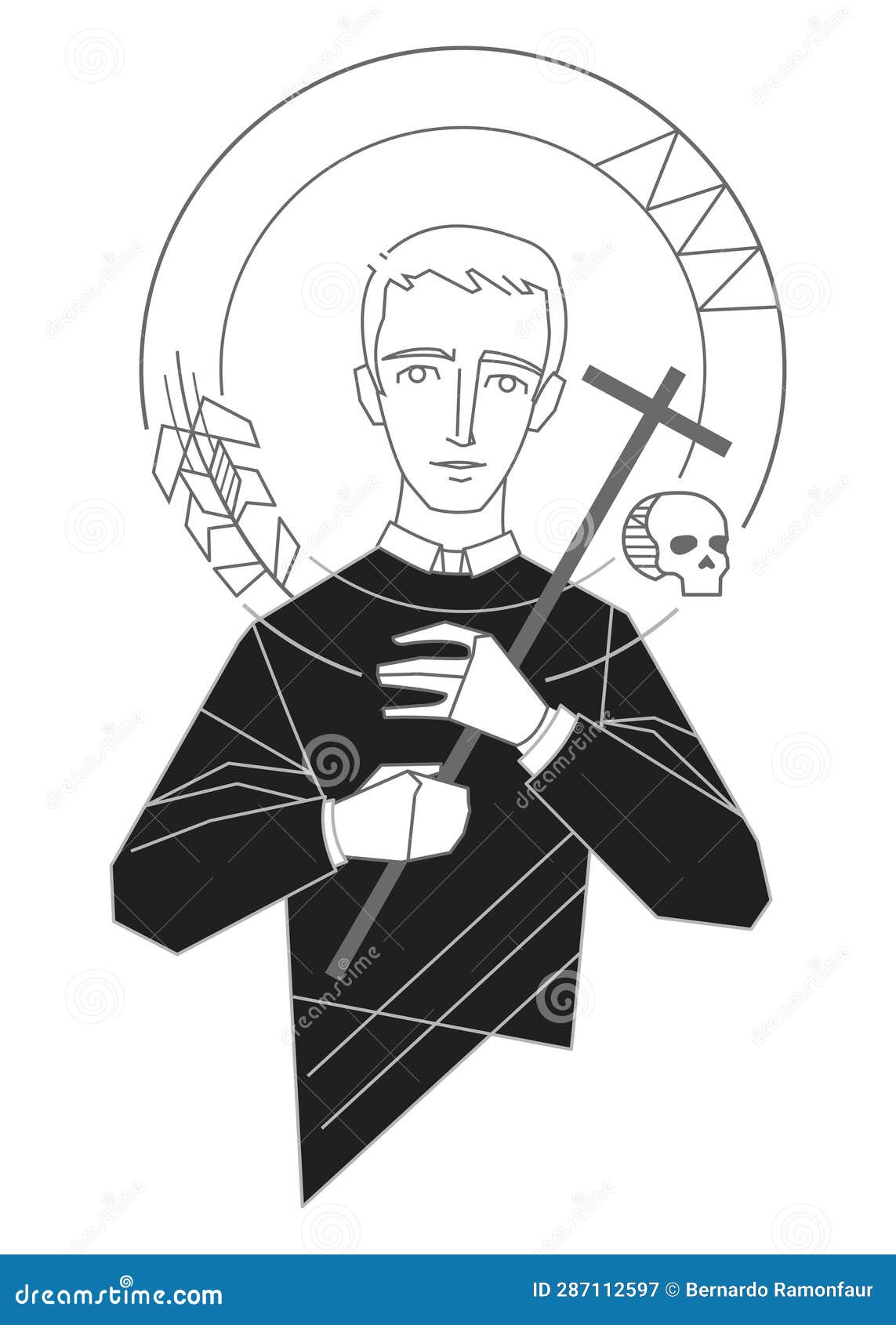 Hand Drawn Illustration Of Saint Gerard Mayela Cartoon Vector ...