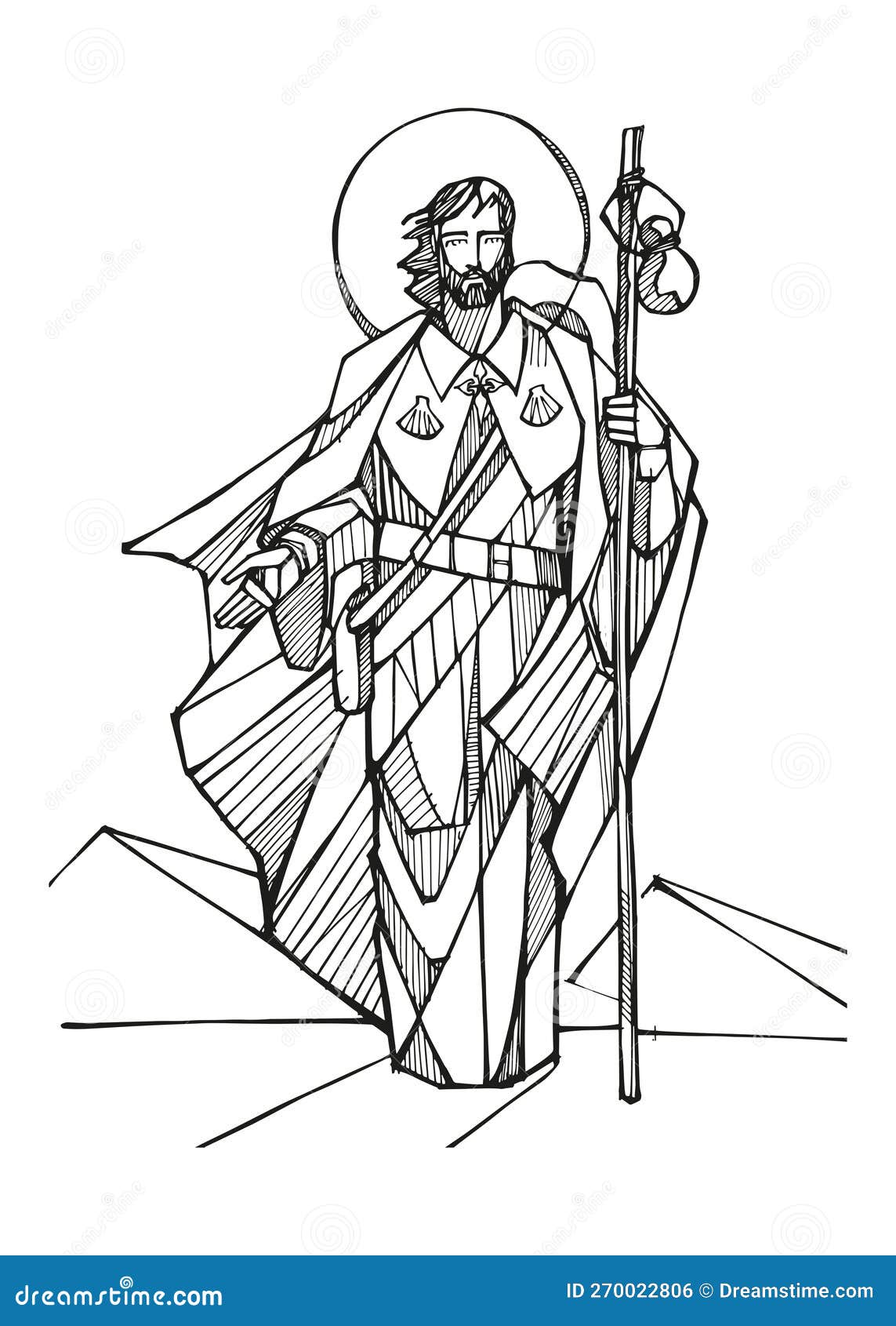 Hand Drawn Illustration of Saint James Stock Photo - Illustration of ...