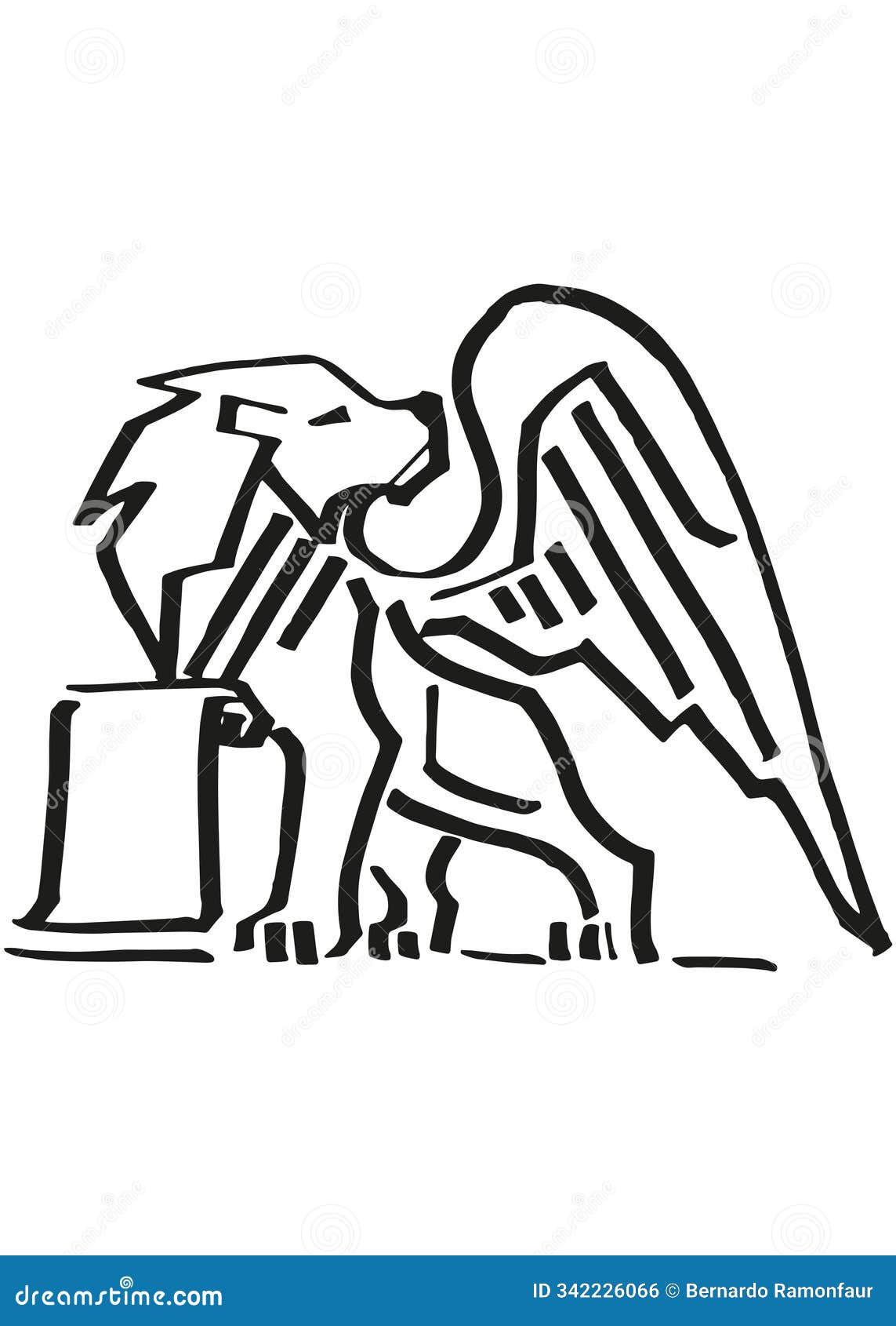 Hand Drawn Illustration of Saint Matthew Lion Stock Illustration ...