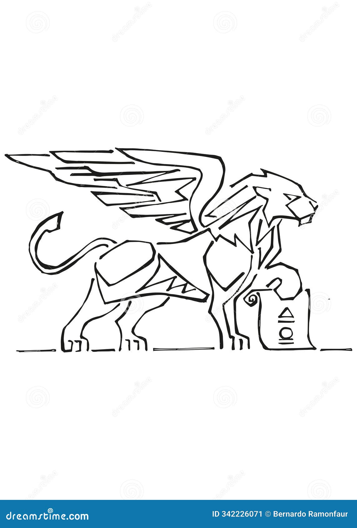 Hand Drawn Illustration of Saint Matthew Lion Stock Illustration ...