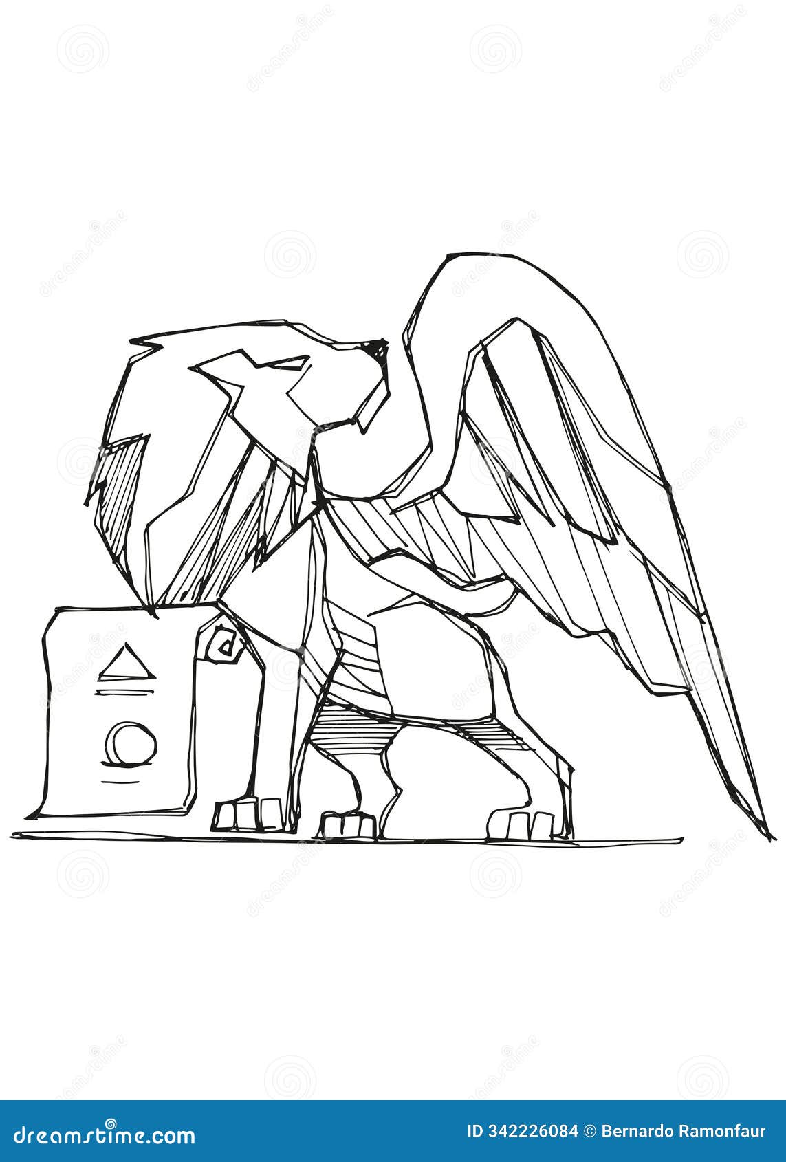 Hand Drawn Illustration of Saint Matthew Lion Stock Illustration ...