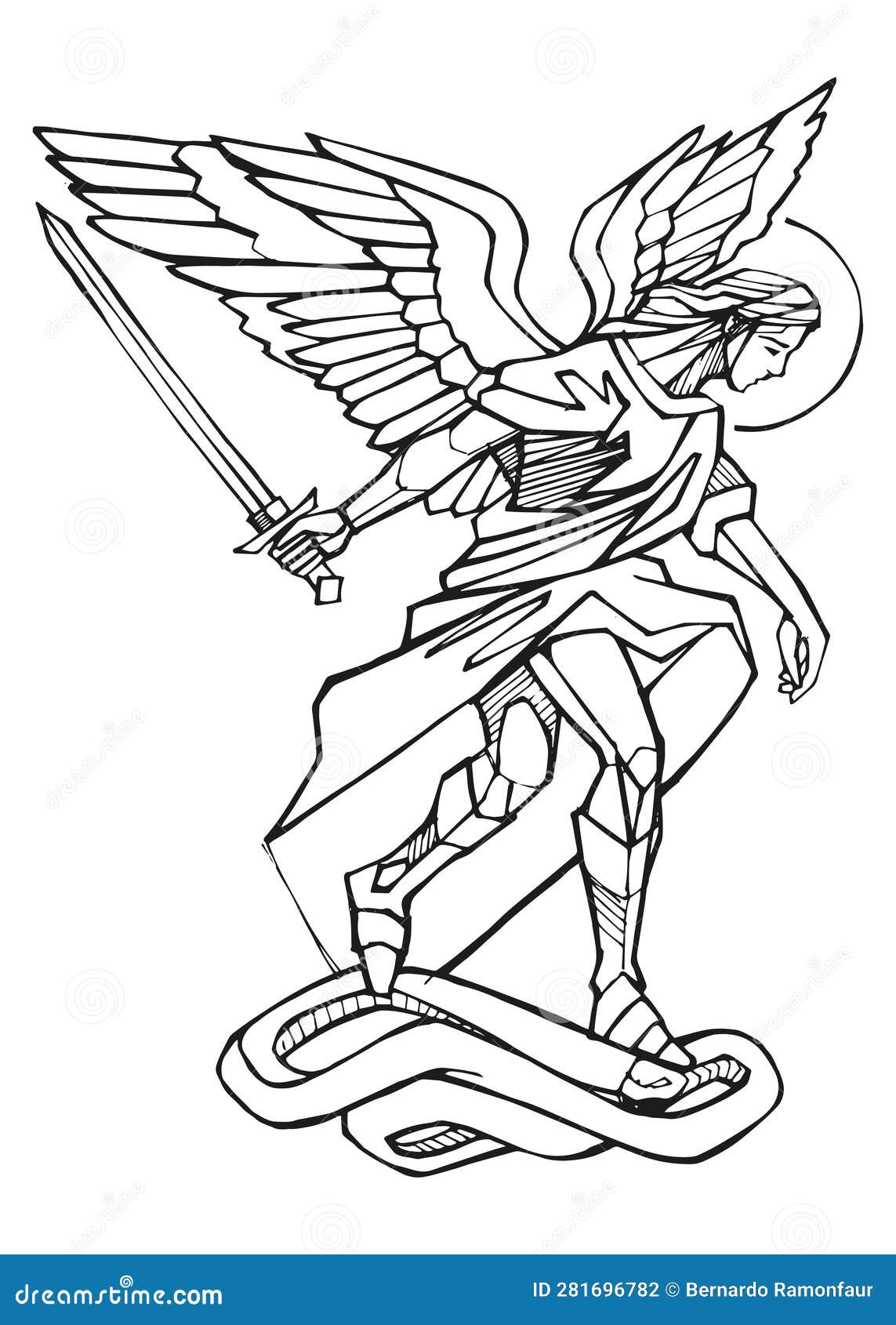 Hand Drawn Illustration of Saint Miichael Stock Vector - Illustration ...
