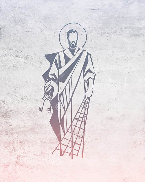 Hand Drawn Illustration of Saint Peter Stock Illustration ...