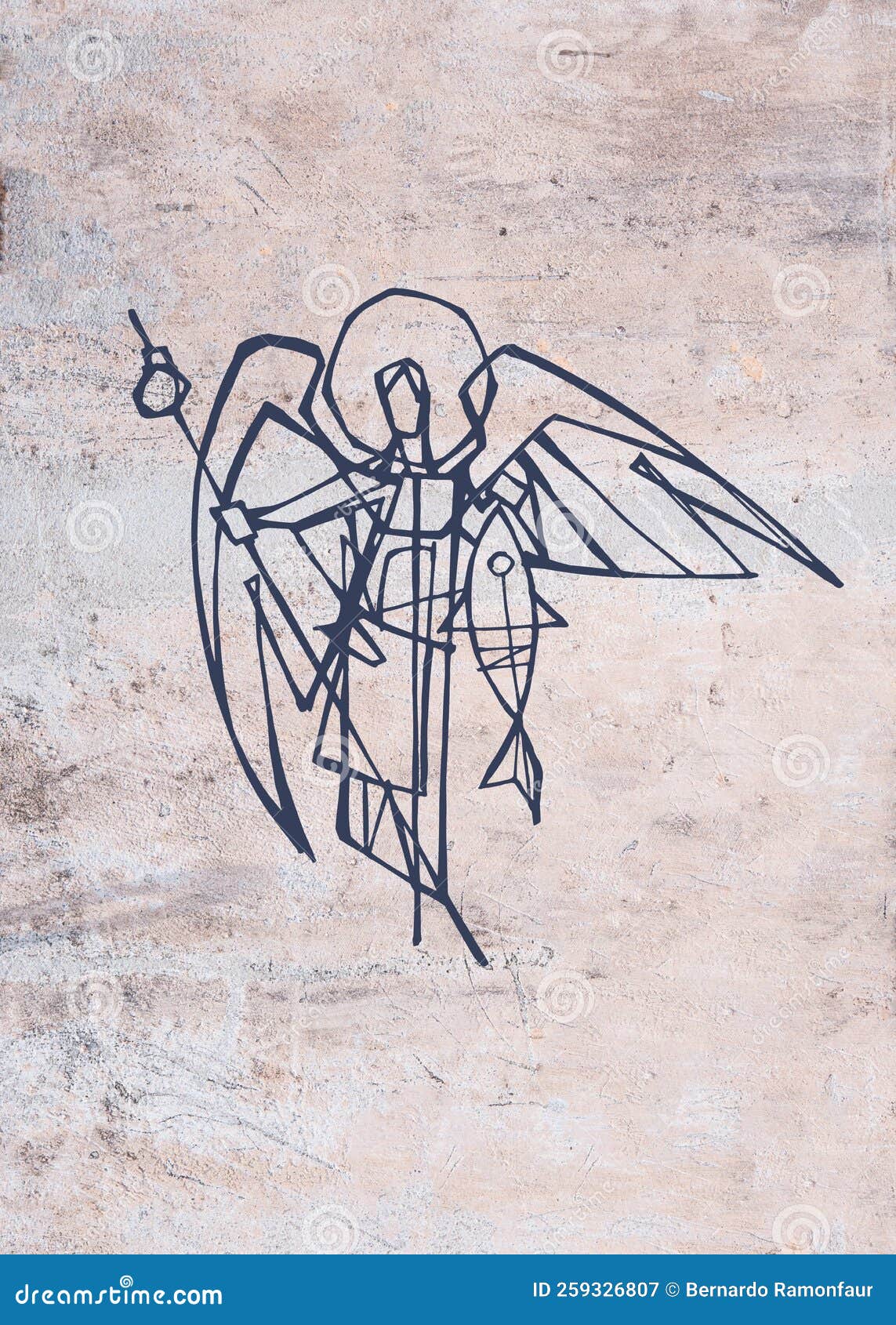 Hand Drawn Illustration of Saint Raphael the Archangel Stock ...