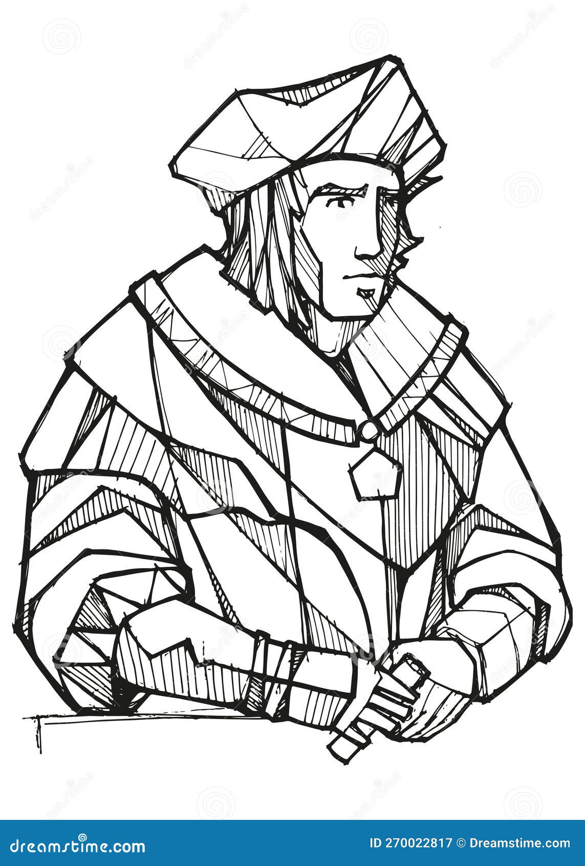 Hand Drawn Illustration of Saint Thomas More Stock Image - Illustration ...