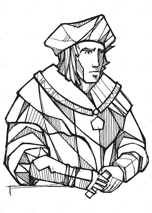 Hand Drawn Illustration of Saint Thomas More Stock Image - Illustration ...