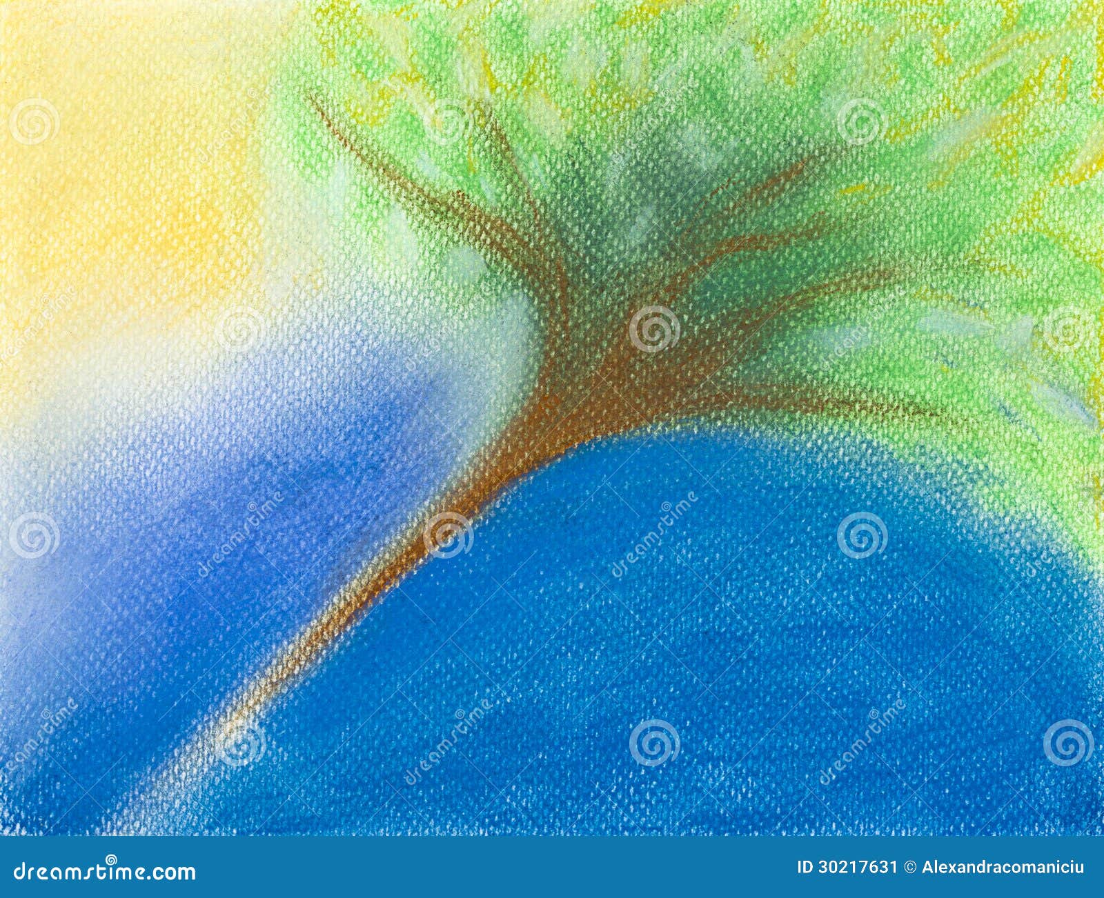 Hand Drawn Illustration of Tree in Sunlight Stock Illustration ...