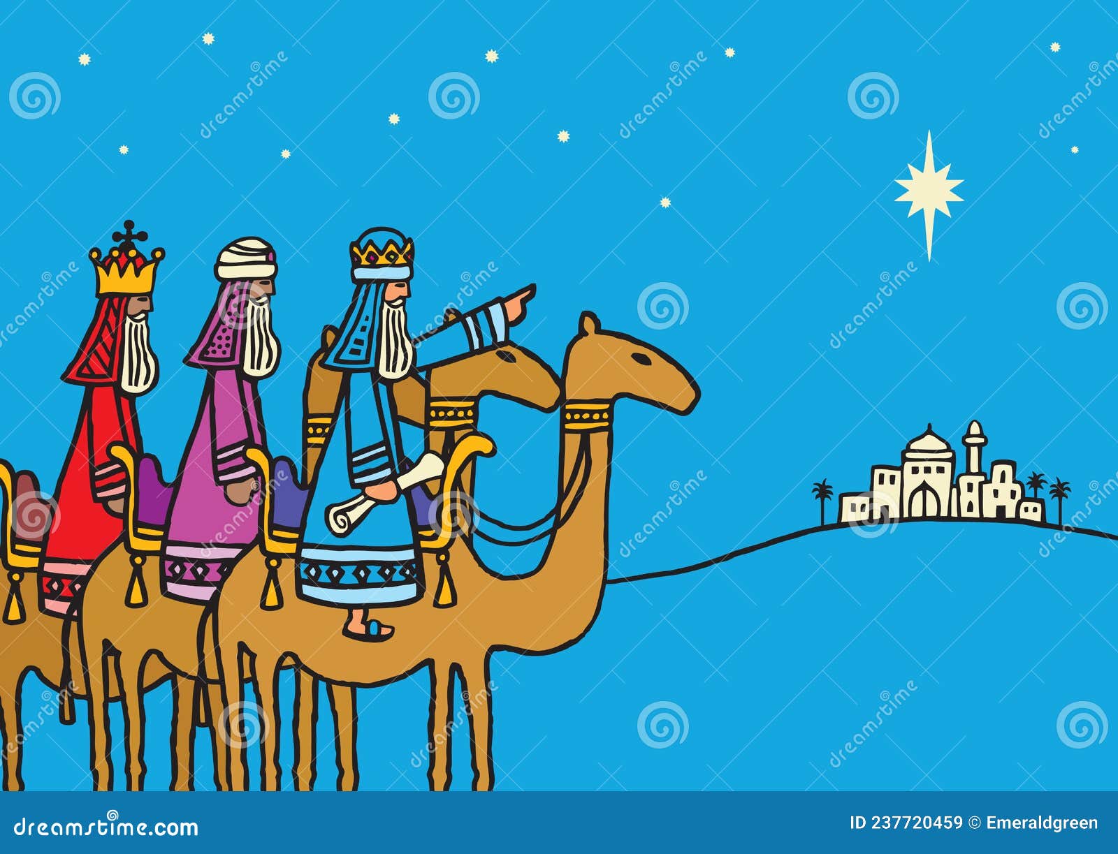 The Three Wise Men Blue stock illustration. Illustration of time ...