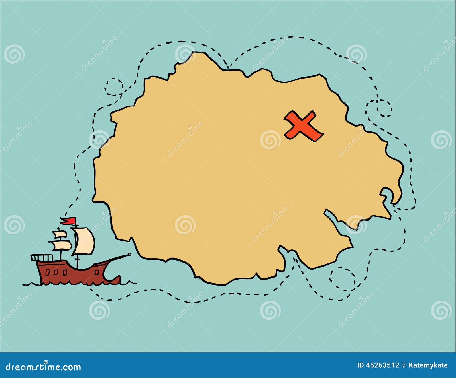 Hand Drawn Illustration - Treasure Map. Vector | CartoonDealer.com ...