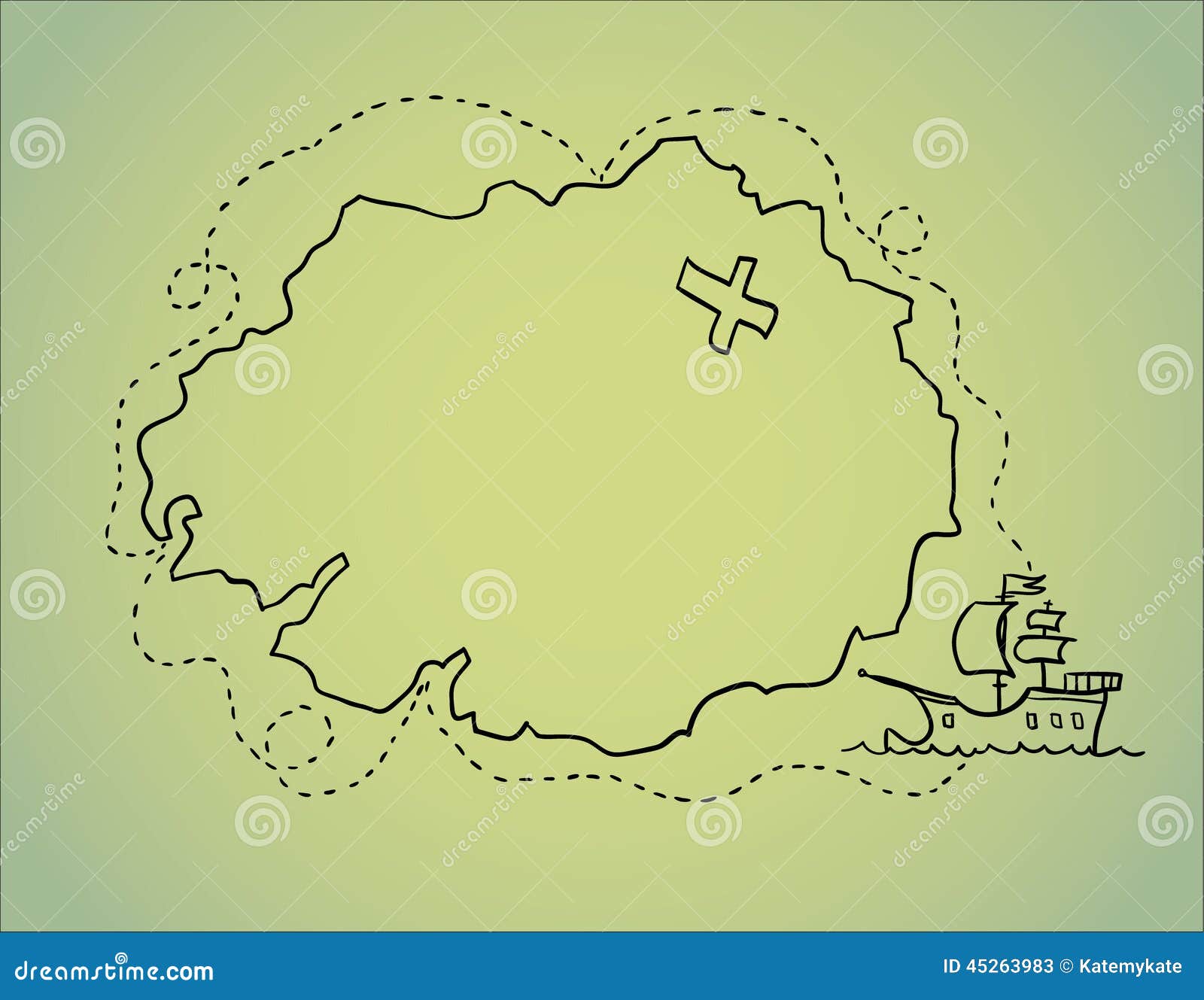 Hand Drawn Illustration - Treasure Map. Vector Stock Vector ...