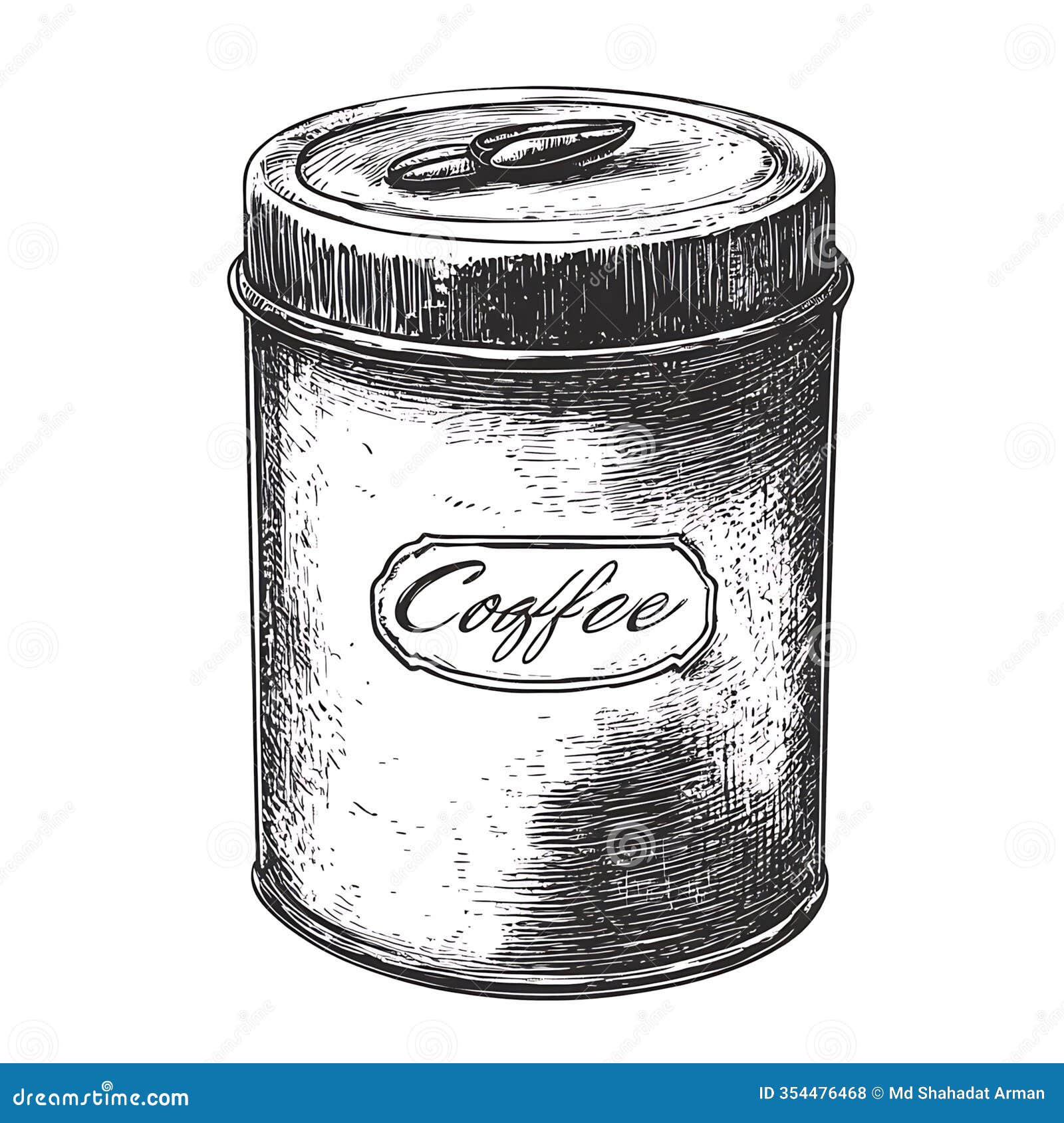 Hand-drawn Illustration of a Vintage Coffee Tin Stock Illustration ...