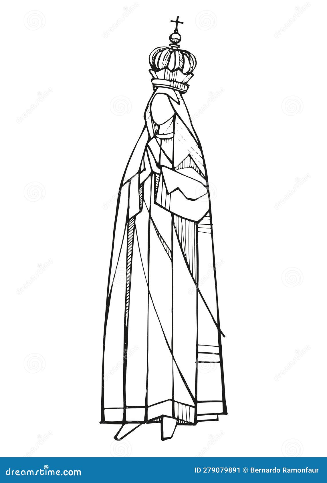 Hand Drawn Illustration of Virgin of Fatima Stock Illustration ...