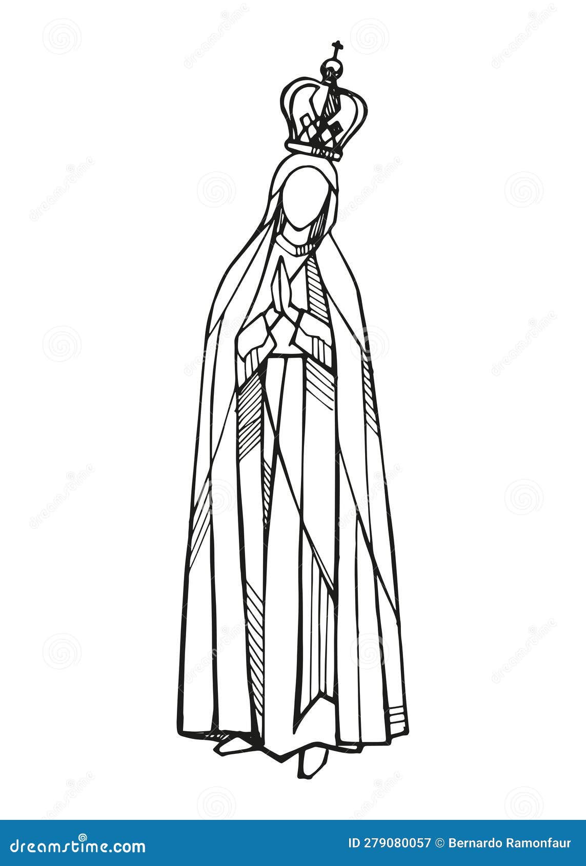 Hand Drawn Illustration of the Virgin of Fatima Stock Illustration ...