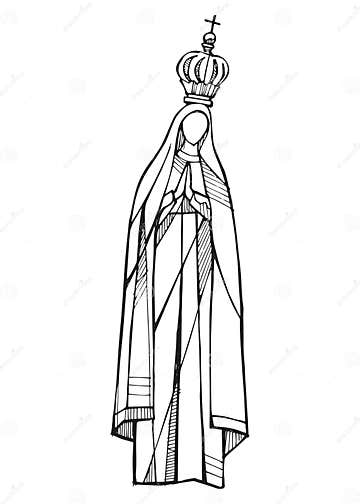 Hand Drawn Illustration of the Virgin of Fatima Stock Illustration ...