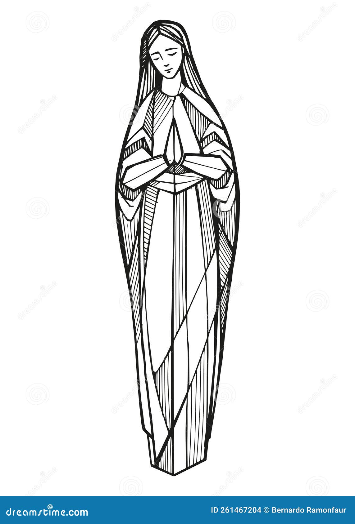 Hand Drawn Illustration of the Virgin Stock Vector - Illustration of ...