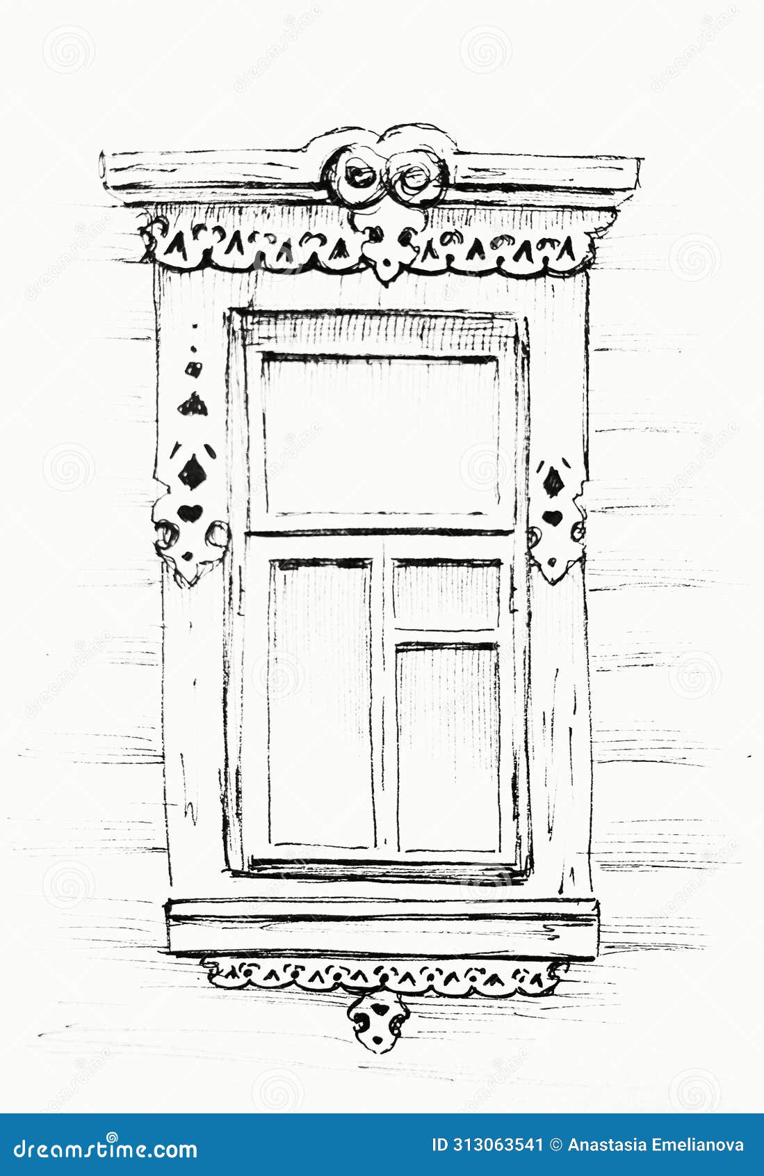 Hand Drawn Illustration of a Window Stock Illustration - Illustration ...