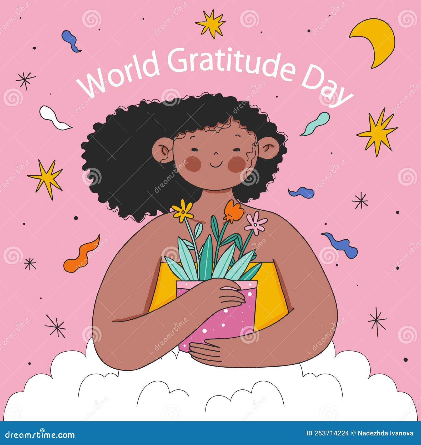 Hand Drawn Illustration for World Gratitude Day Celebration Vector ...
