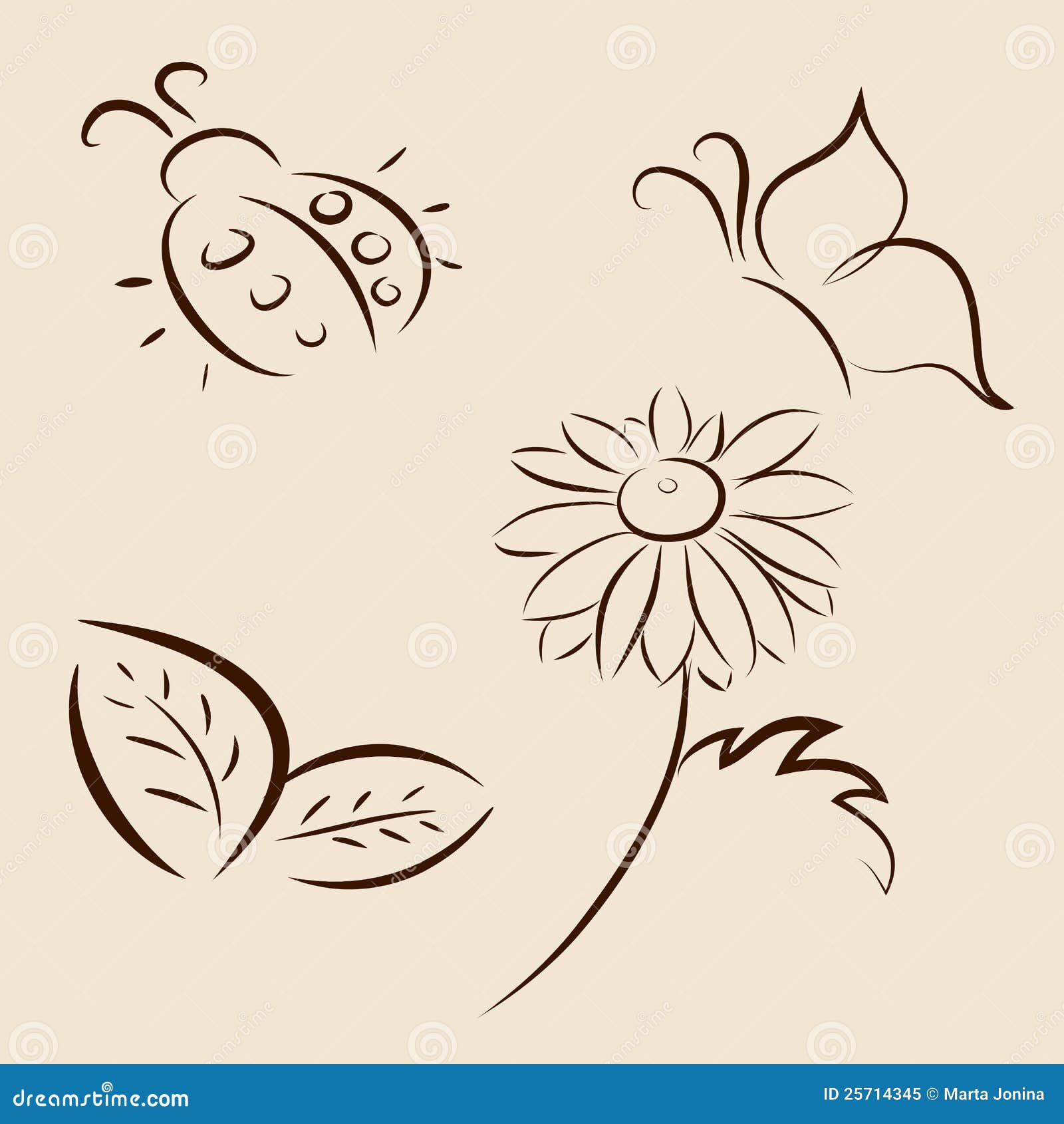 Hand drawn illustrations stock vector. Illustration of ladybird - 25714345