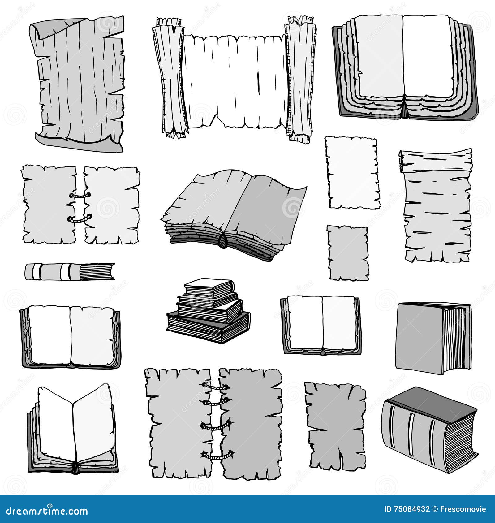 Hand Drawn Illustrations of Books Stock Vector - Illustration of office ...