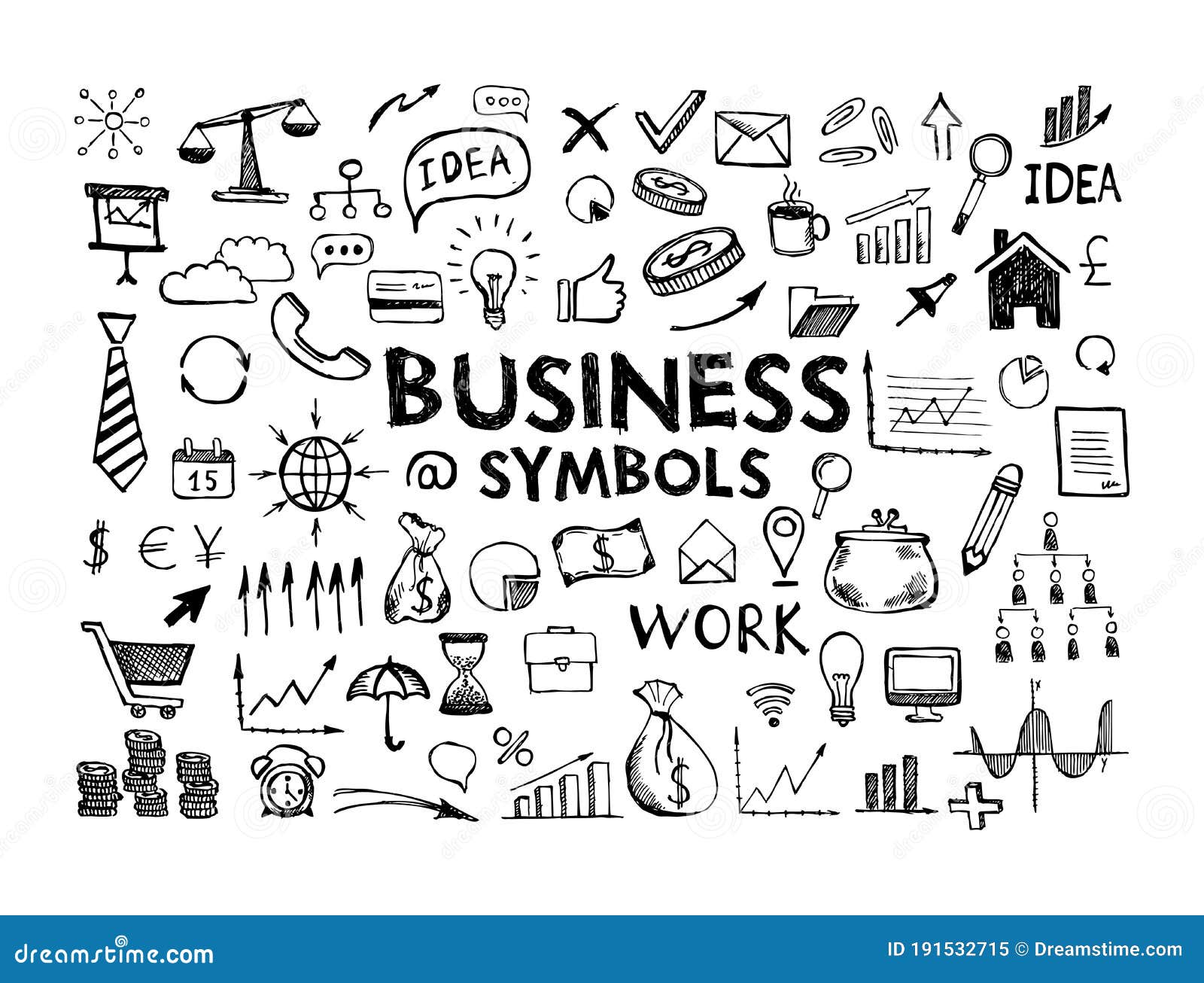 Hand Drawn Illustrations Business Symbols. Stock Vector - Illustration ...