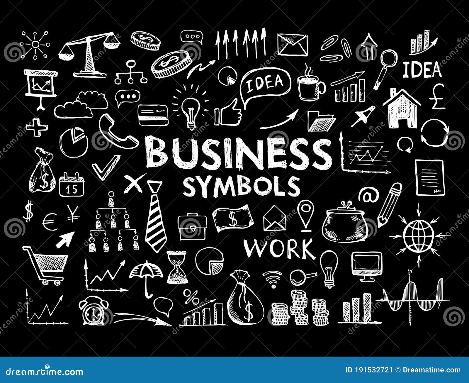 Hand Drawn Illustrations Business Symbols. Stock Vector - Illustration ...