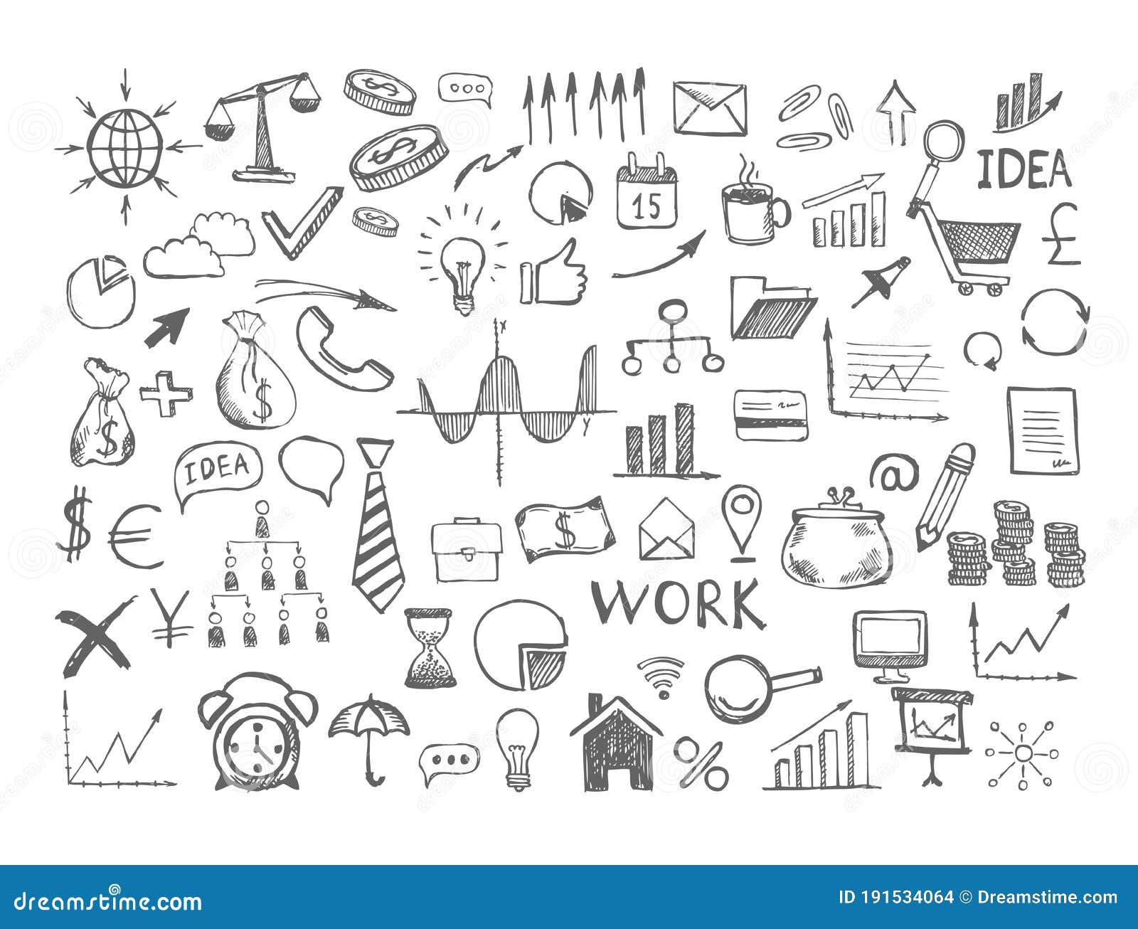 Hand Drawn Illustrations Business Symbols. Stock Vector - Illustration ...