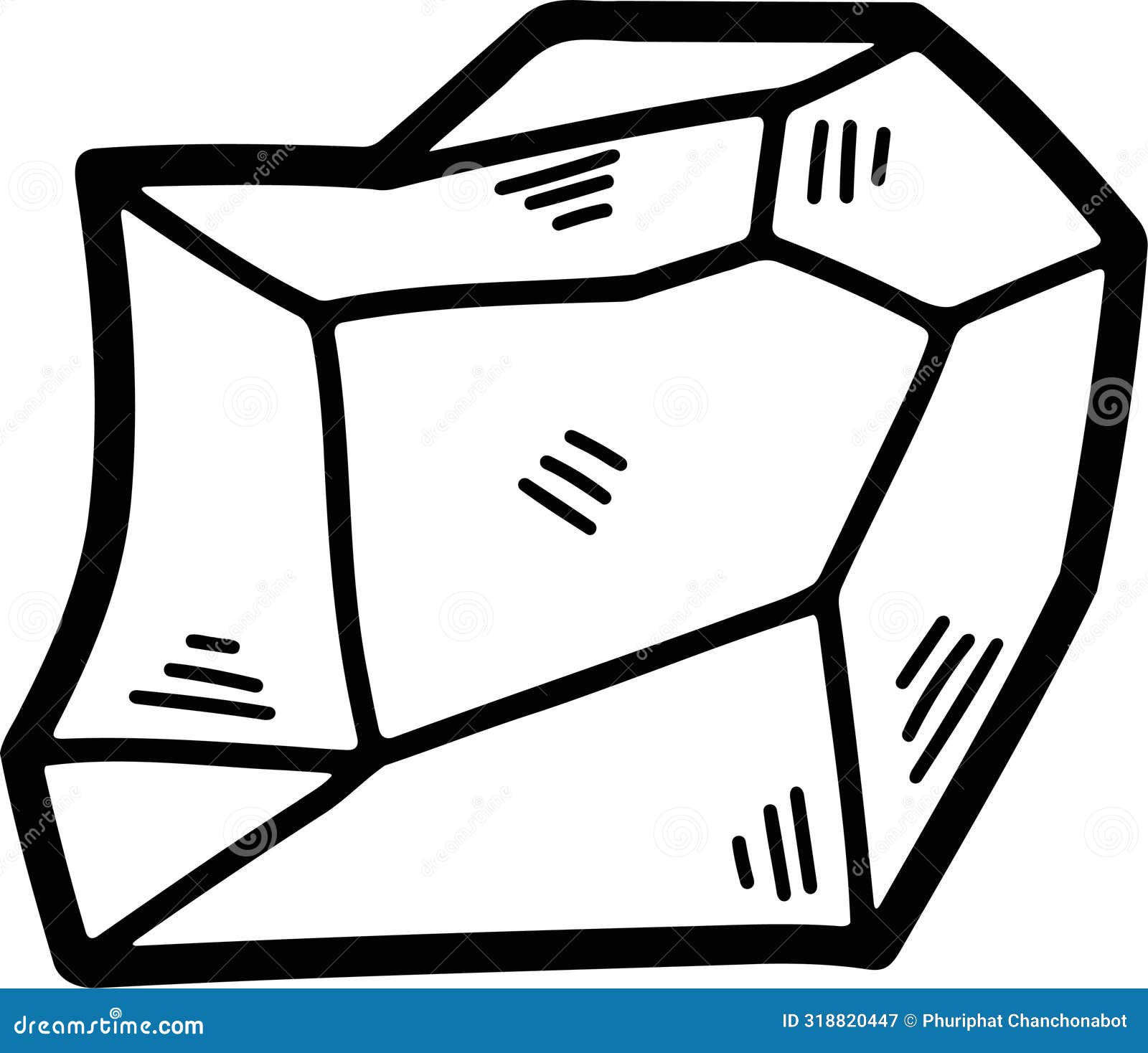 Hand Drawn Illustrations of Rocks and Minerals in Line Art Style Stock ...