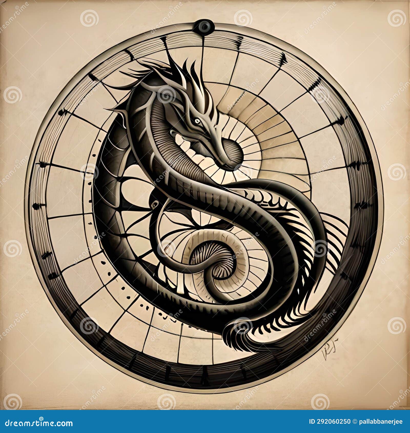 Hand Drawn Illutration of an Ancient Dragon Stock Illustration ...