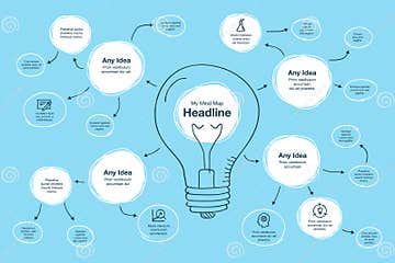 Hand Drawn Infographic for Mind Map Visualization Template with Light ...