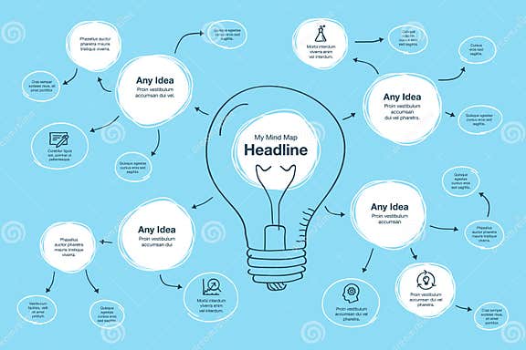 Hand Drawn Infographic for Mind Map Visualization Template with Light ...
