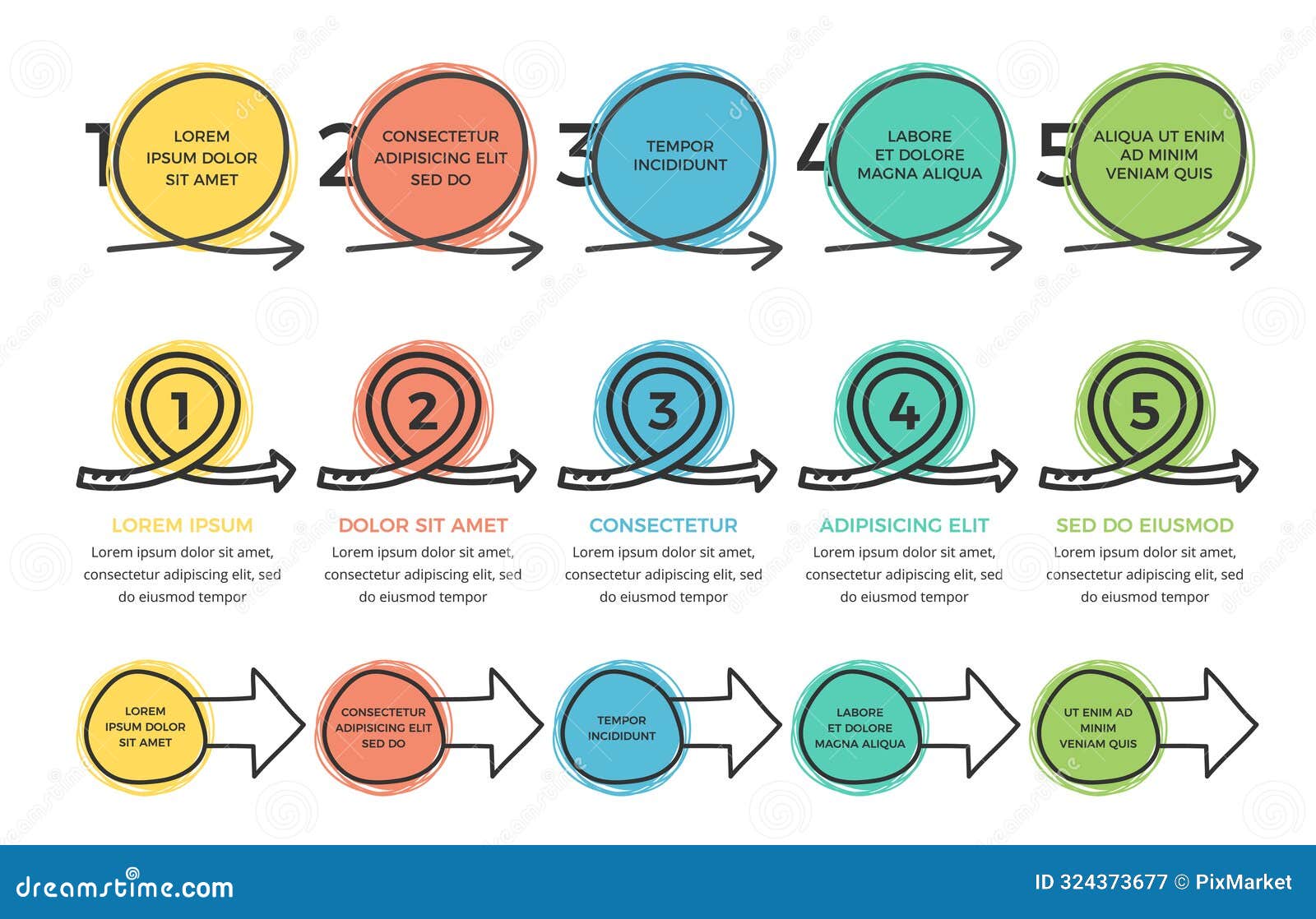 Hand Drawn Infographics - 5 Elements Stock Illustration - Illustration ...