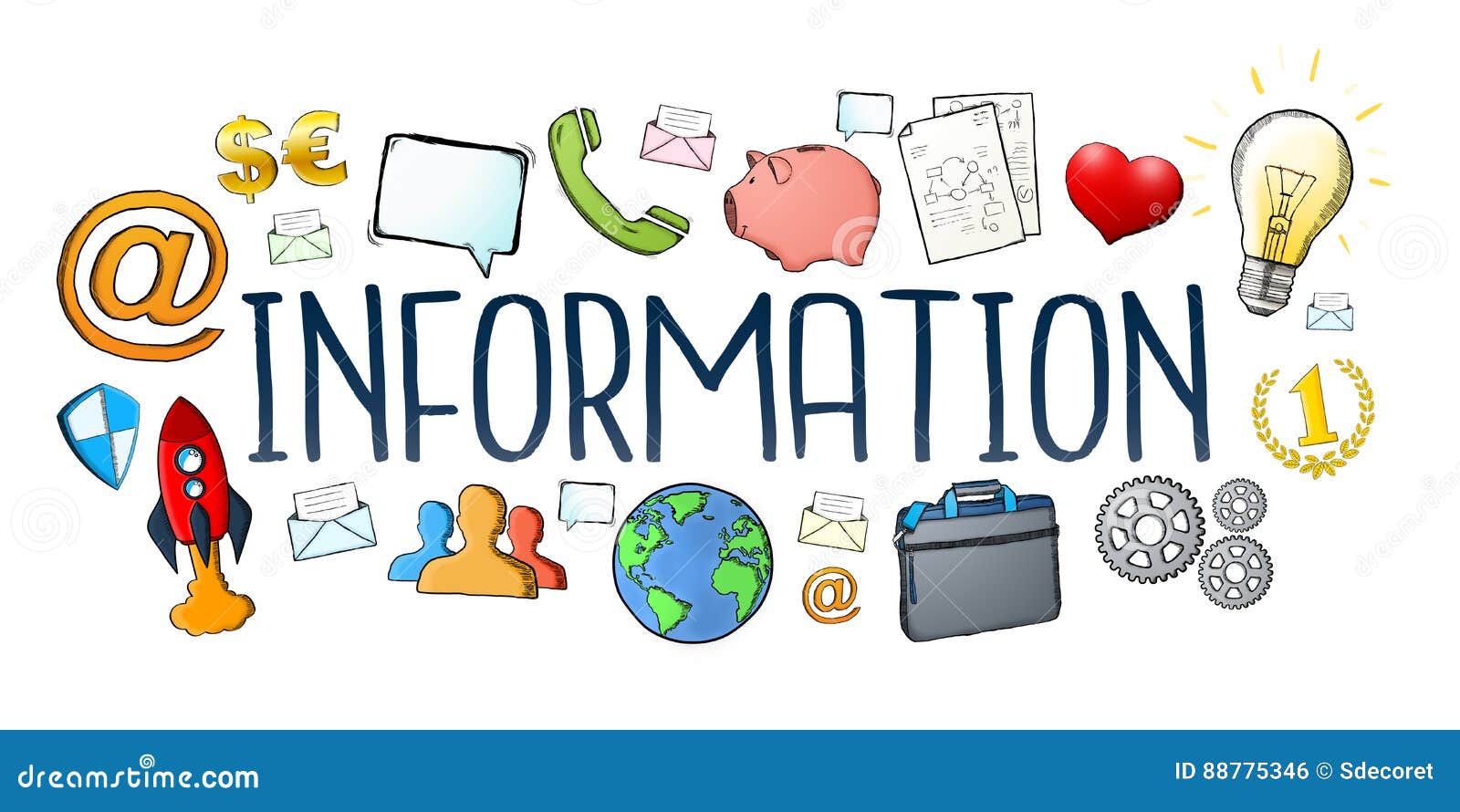 Hand-drawn Information Text with Icons Stock Illustration ...