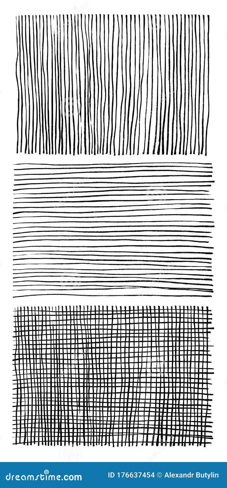 Hand Graphics, Horizontal and Vertical Lines Drawn with Brush and Ink ...