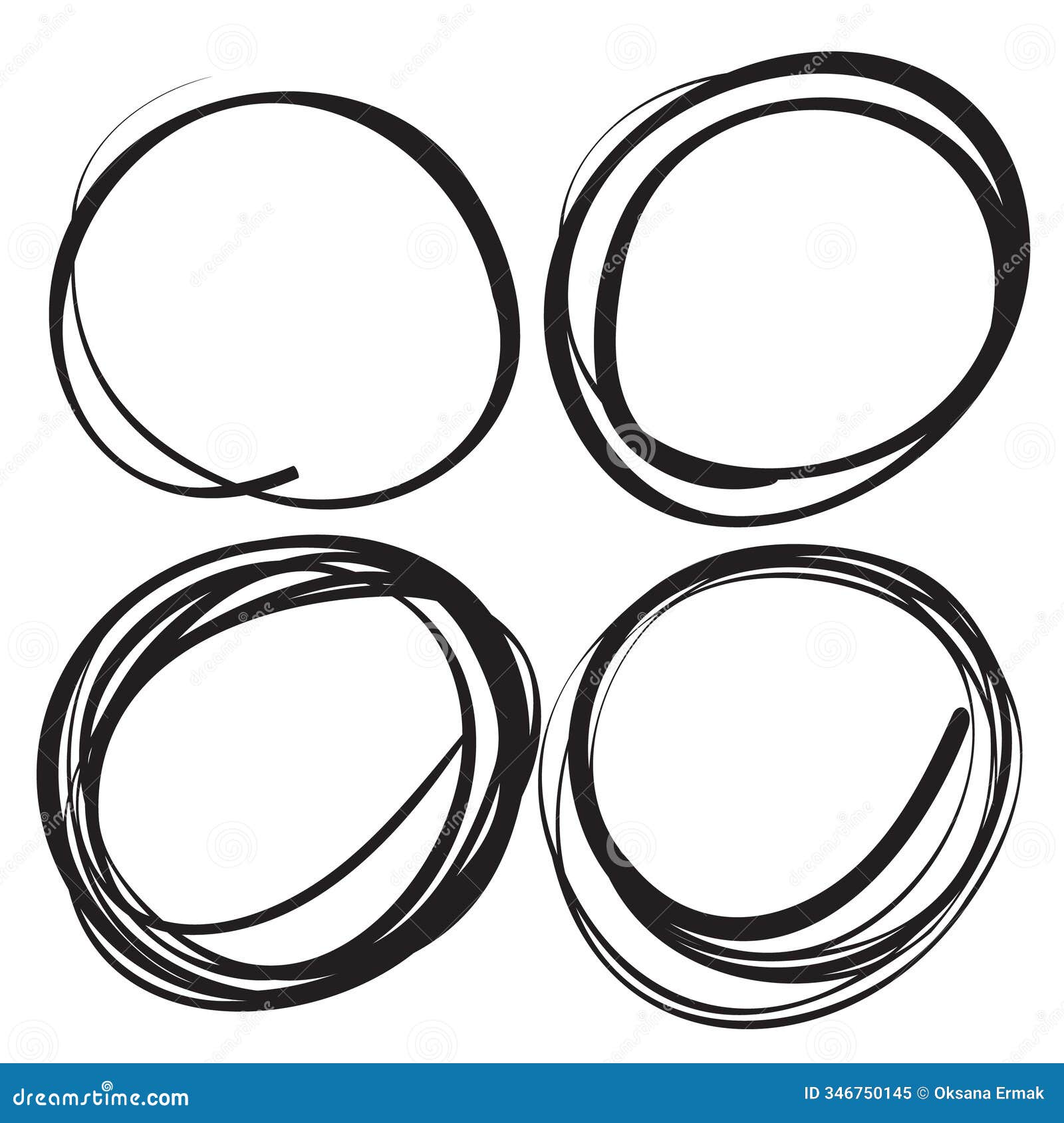 Hand Drawn Ink Line Circles, Scribble Circle, Circular Doodle Sketch ...