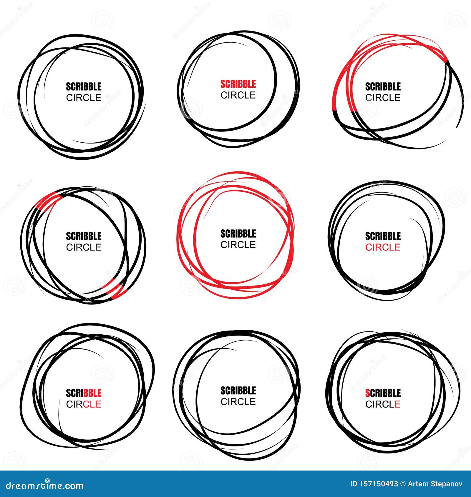 Hand Drawn Circle or Scribble Circles Collection Stock Vector ...
