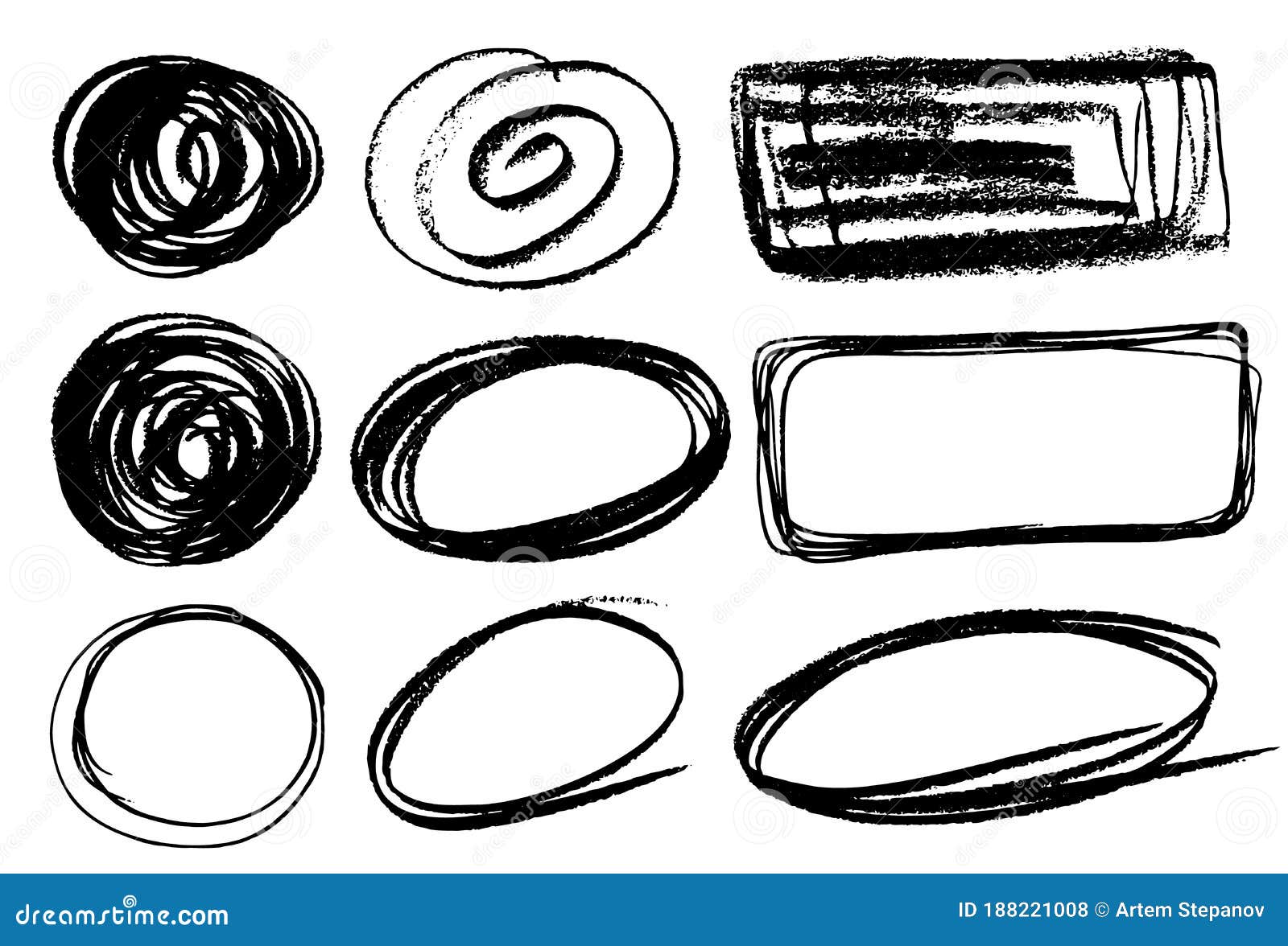 Hand Drawn Ink Line Circles or Scribble Circles Vector Collection Stock ...