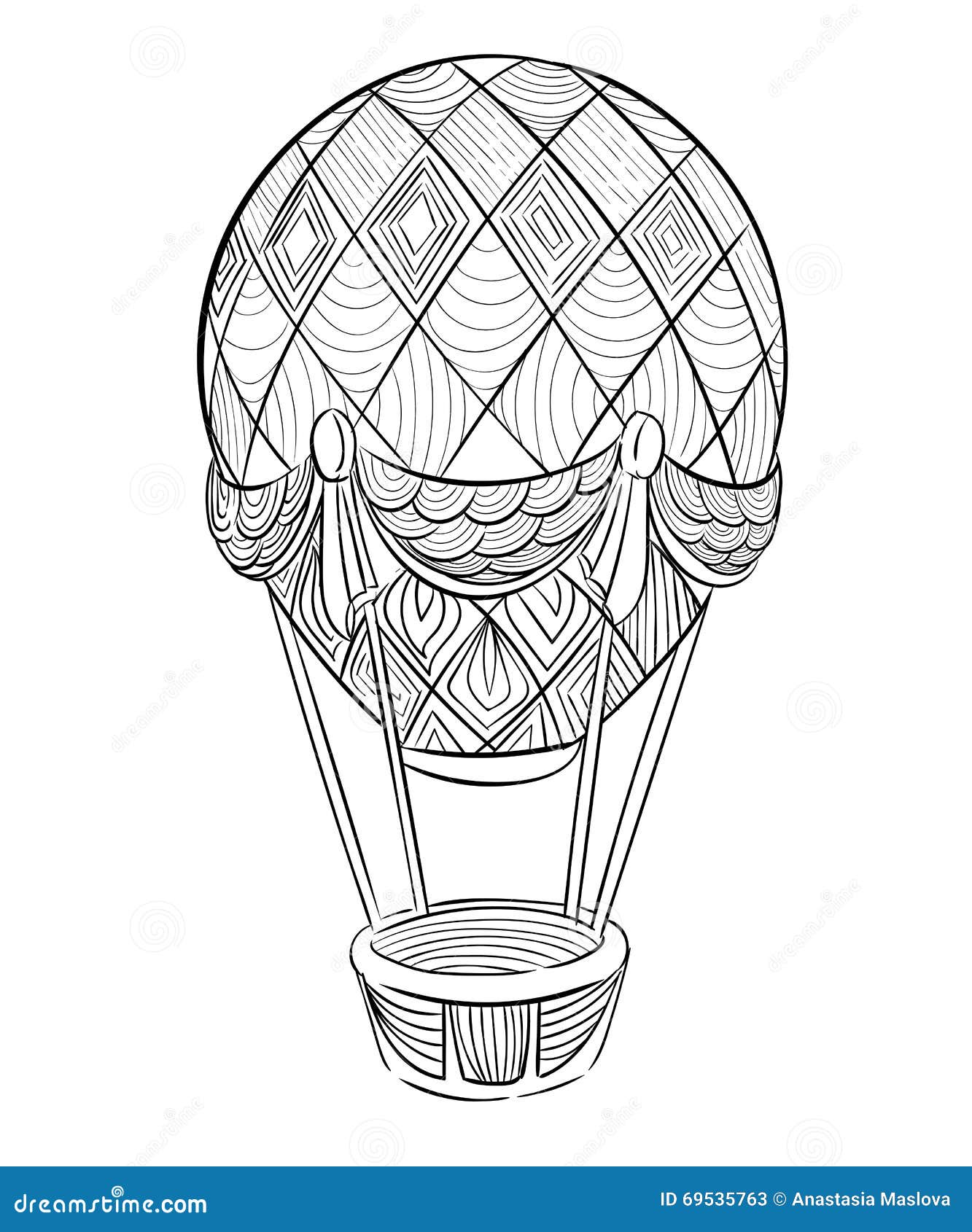 Hand Drawn Ink Pattern. Coloring Book for Adult Stock Illustration ...