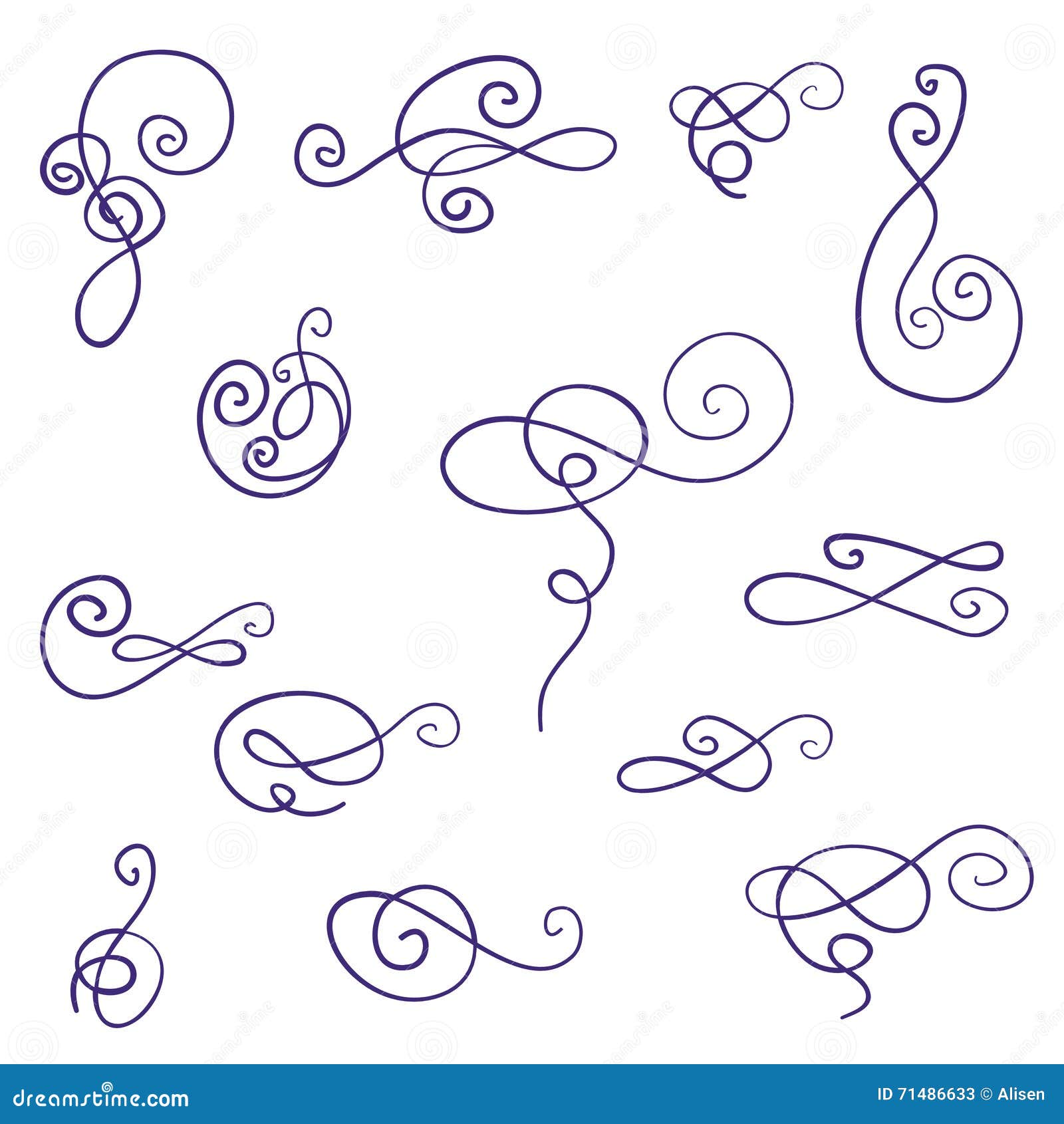 Hand Drawn Ink Swirls Set. Vector Elements. Stock Vector - Illustration ...
