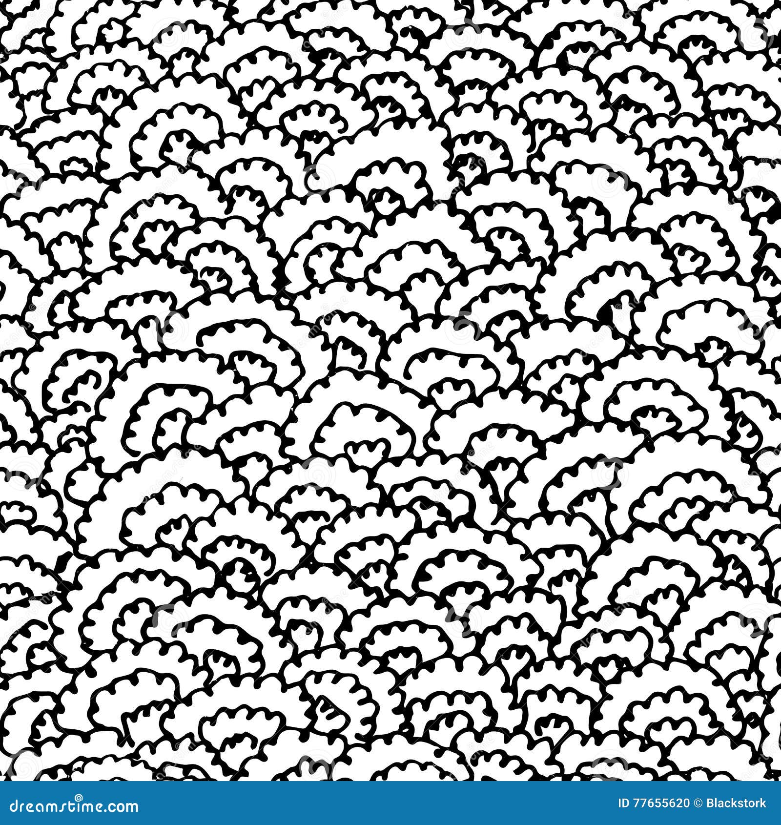 Hand Drawn Ink Vector Seamless Pattern with Curved Lines Stock Vector ...