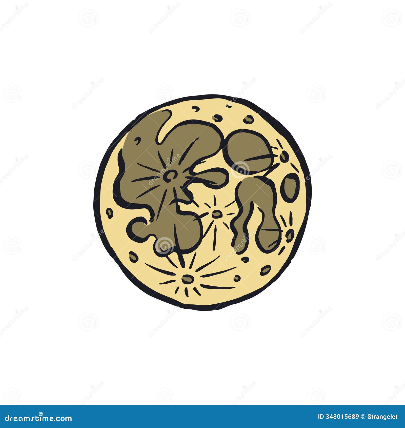 Hand Drawn Inky Sketch Style Full Moon Stock Illustration ...