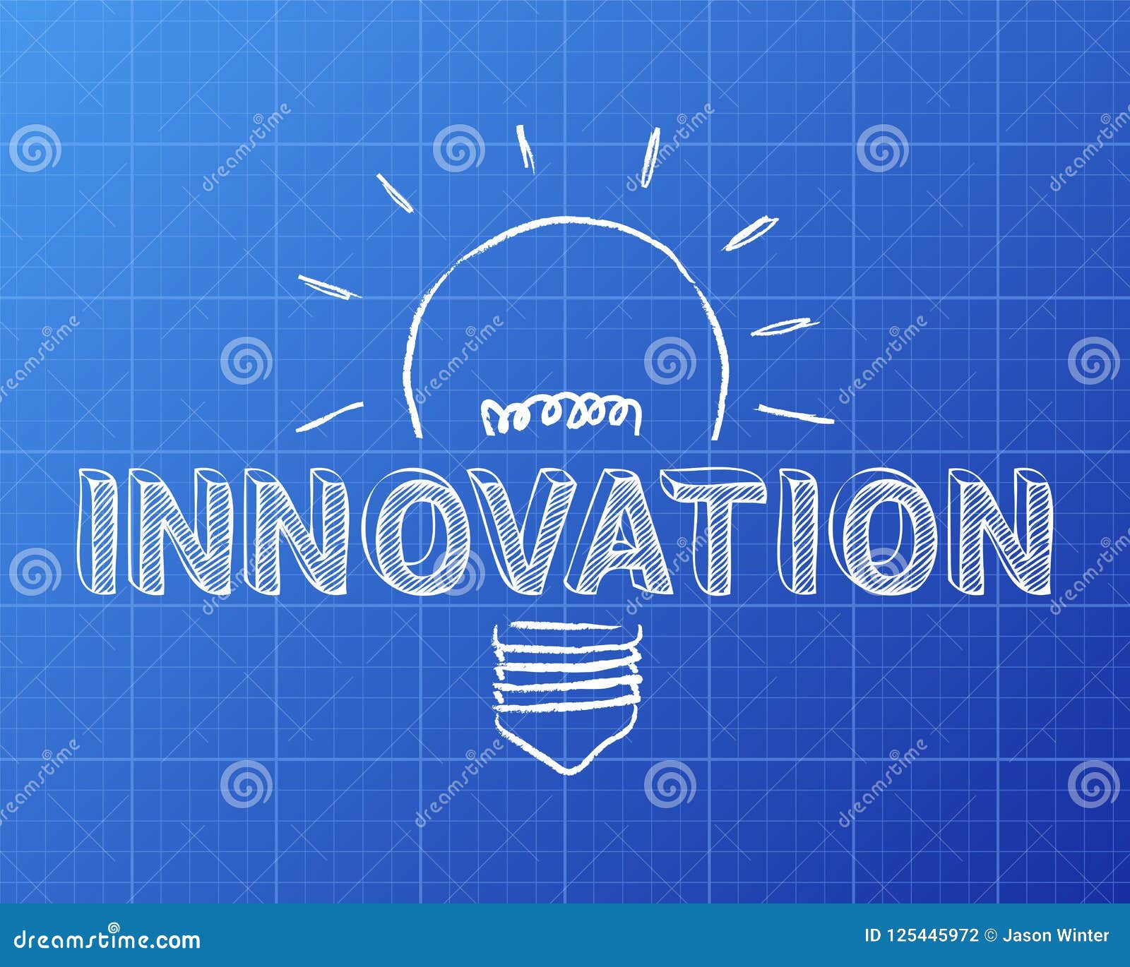 Innovation through Lightbulb Blueprint Stock Vector - Illustration of ...