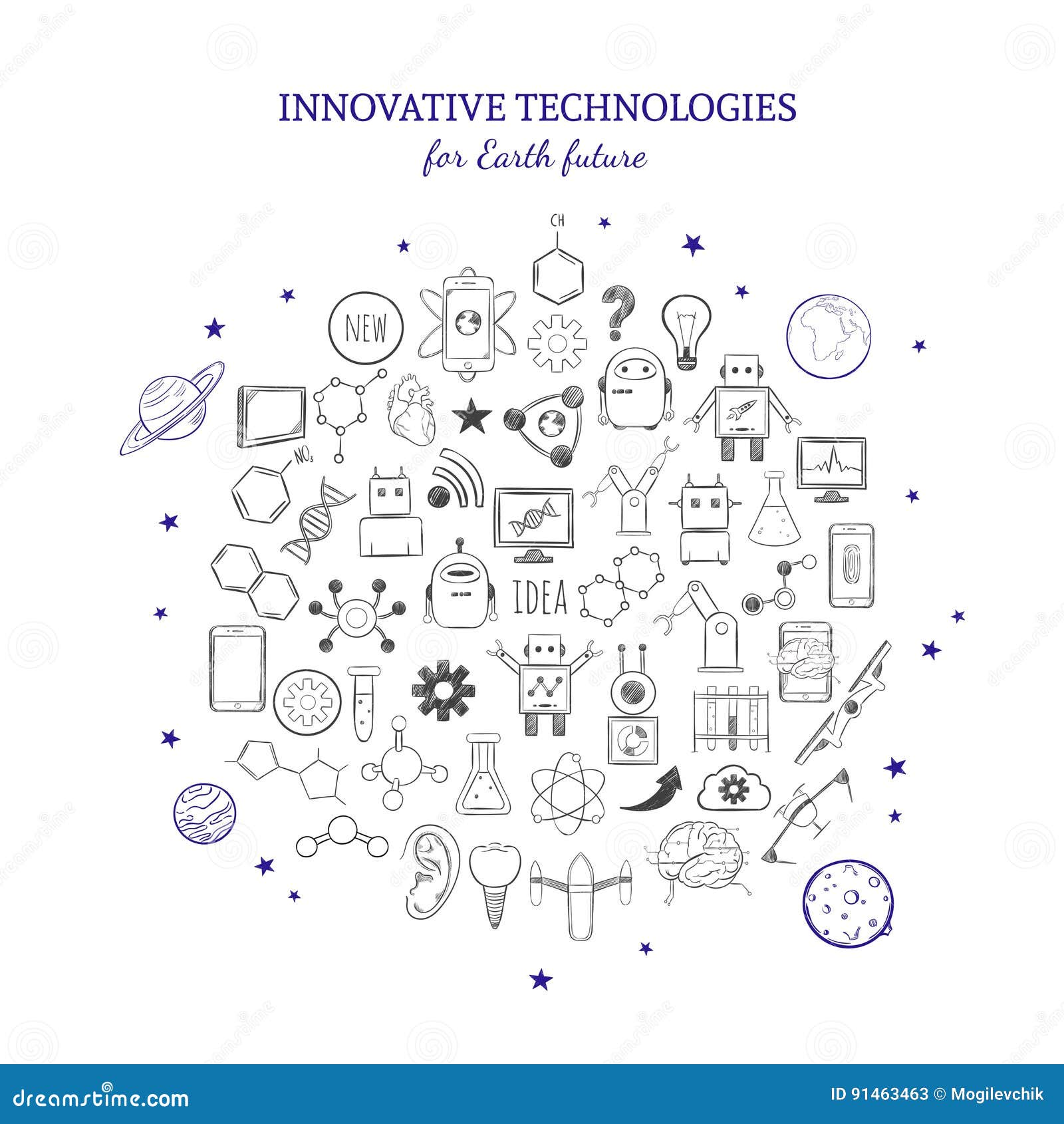 Hand Drawn Innovative Technologies Collection Stock Vector ...