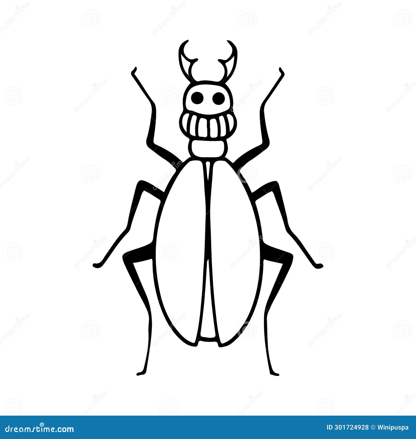 Hand-Drawn Insect Doodle Illustration for Coloring Book Stock ...
