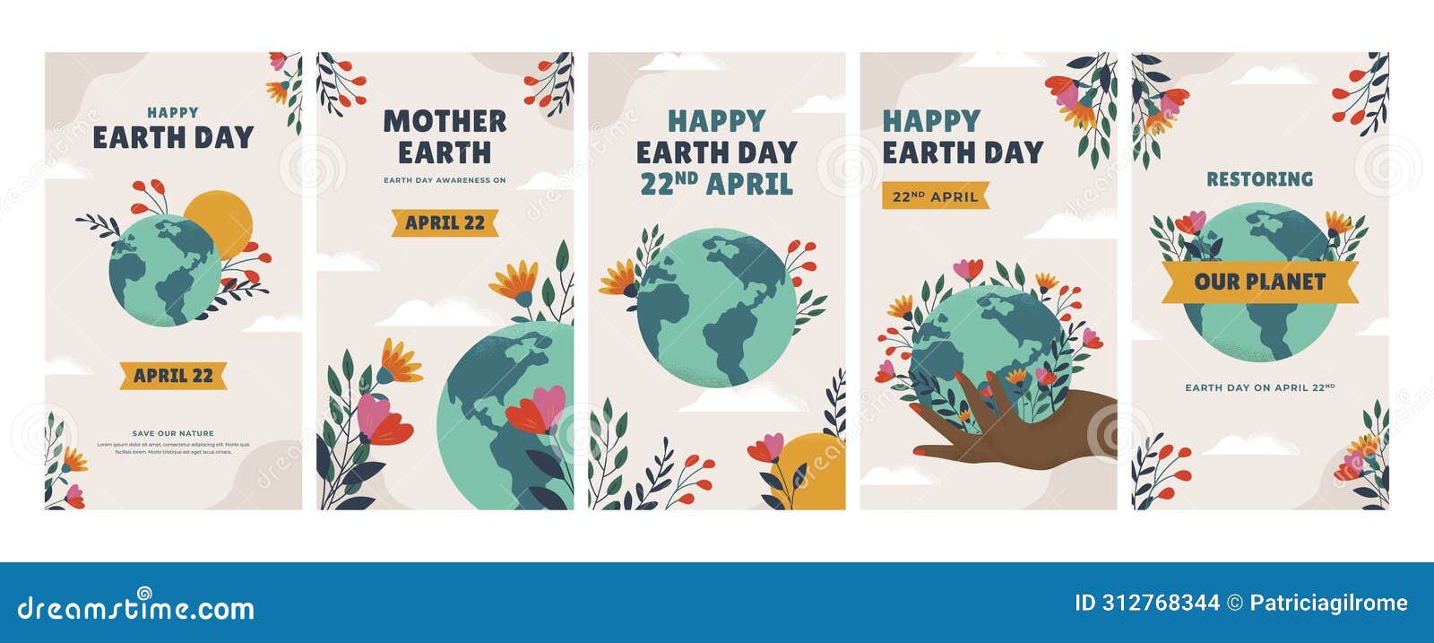 Hand Drawn Instagram Posts Collection for Earth Day Celebration. Save ...