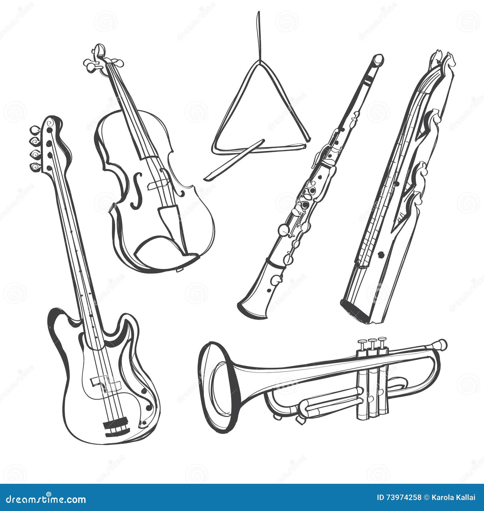 Hand-drawn instruments stock vector. Illustration of sketch - 73974258