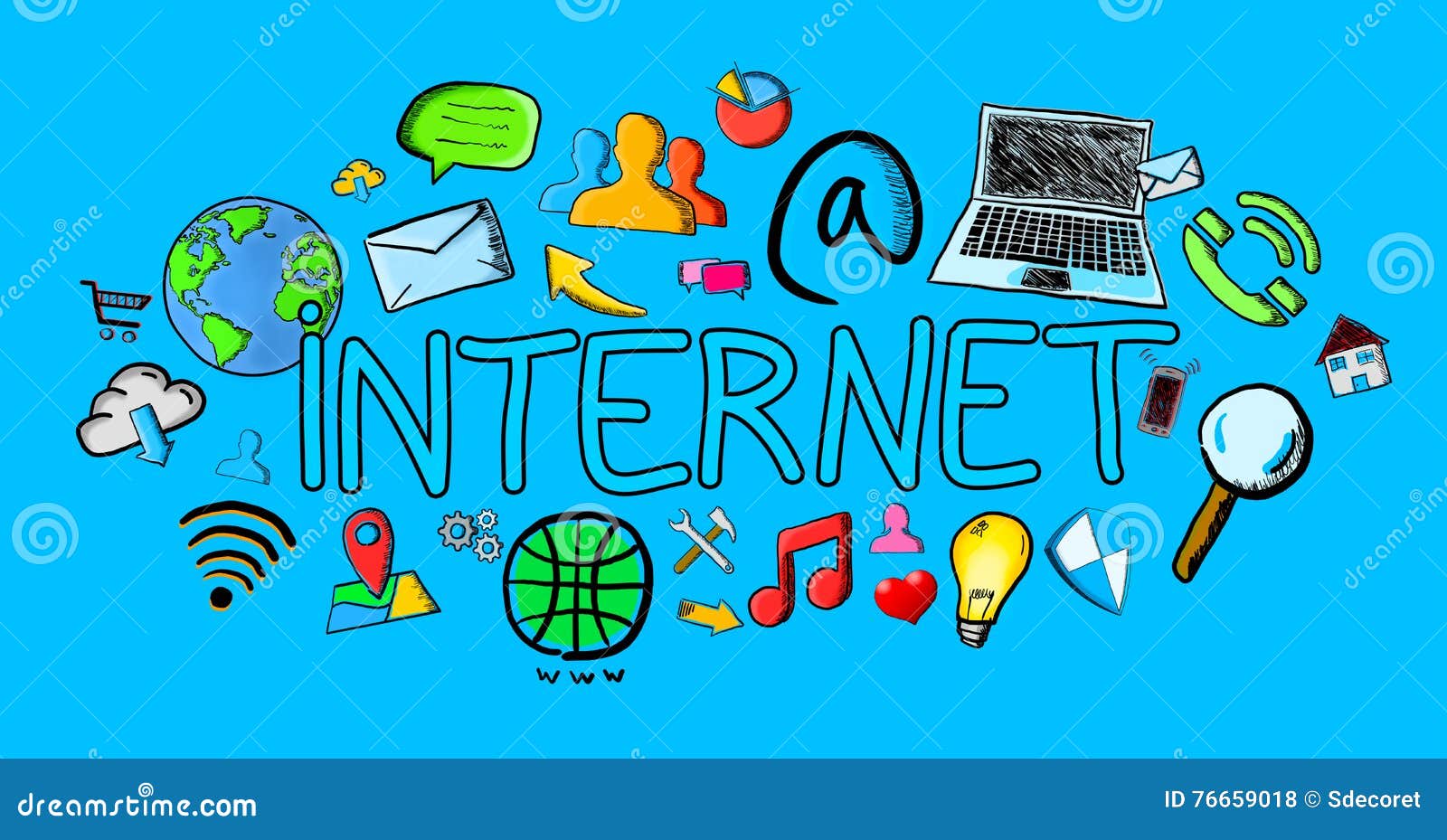 Hand Drawn Internet Illustration Stock Illustration - Illustration of ...