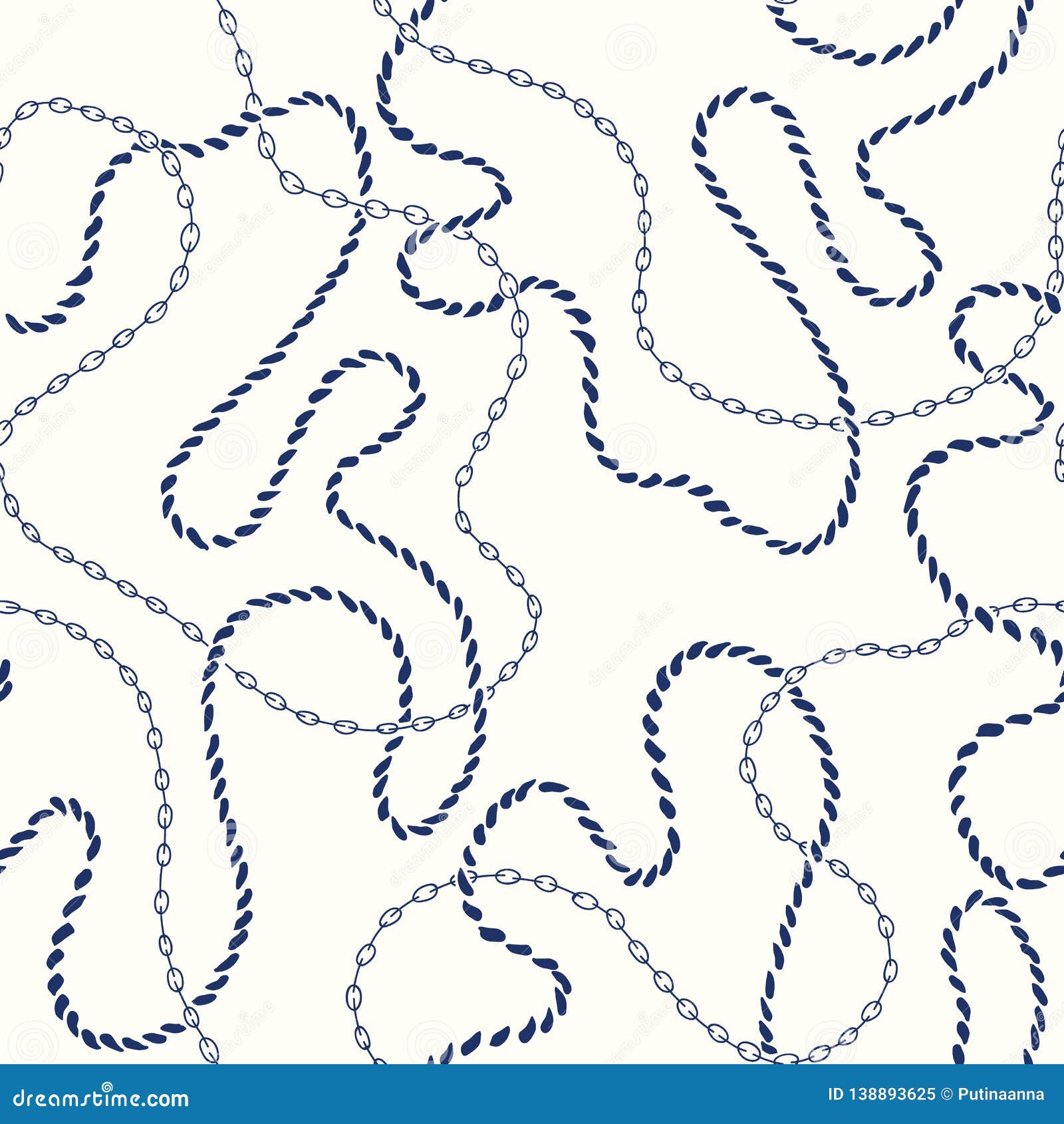 Hand-Drawn Intertwining Nautical Rope, Chains Vector Seamless Pattern ...