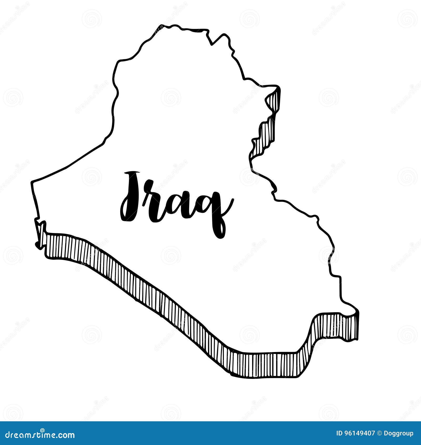 Hand Drawn of Iraq Map, Illustration Stock Illustration - Illustration ...